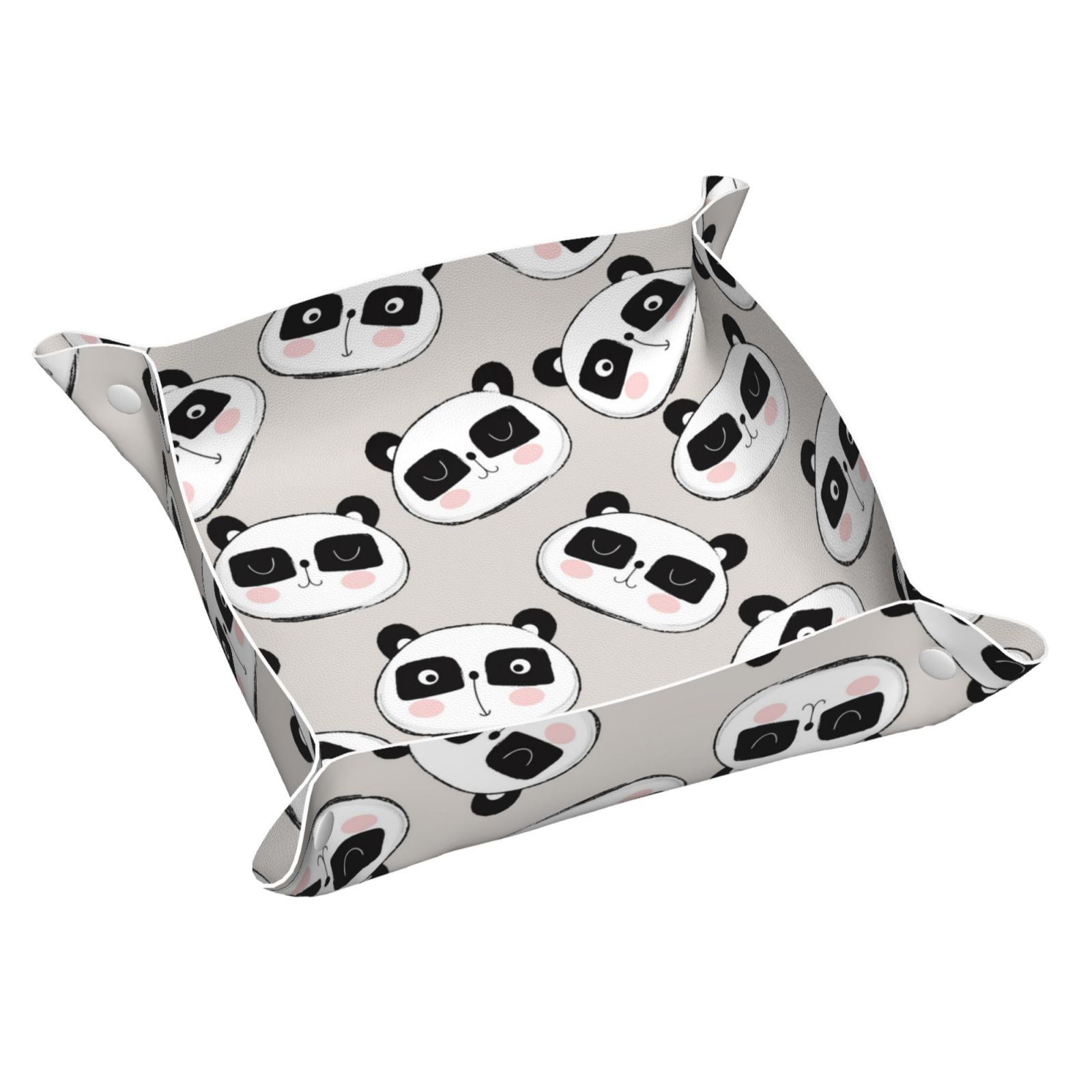 Valet Tray, Cute panda A Faux Leather Desk Tray Vanity Tray Night Stand ...