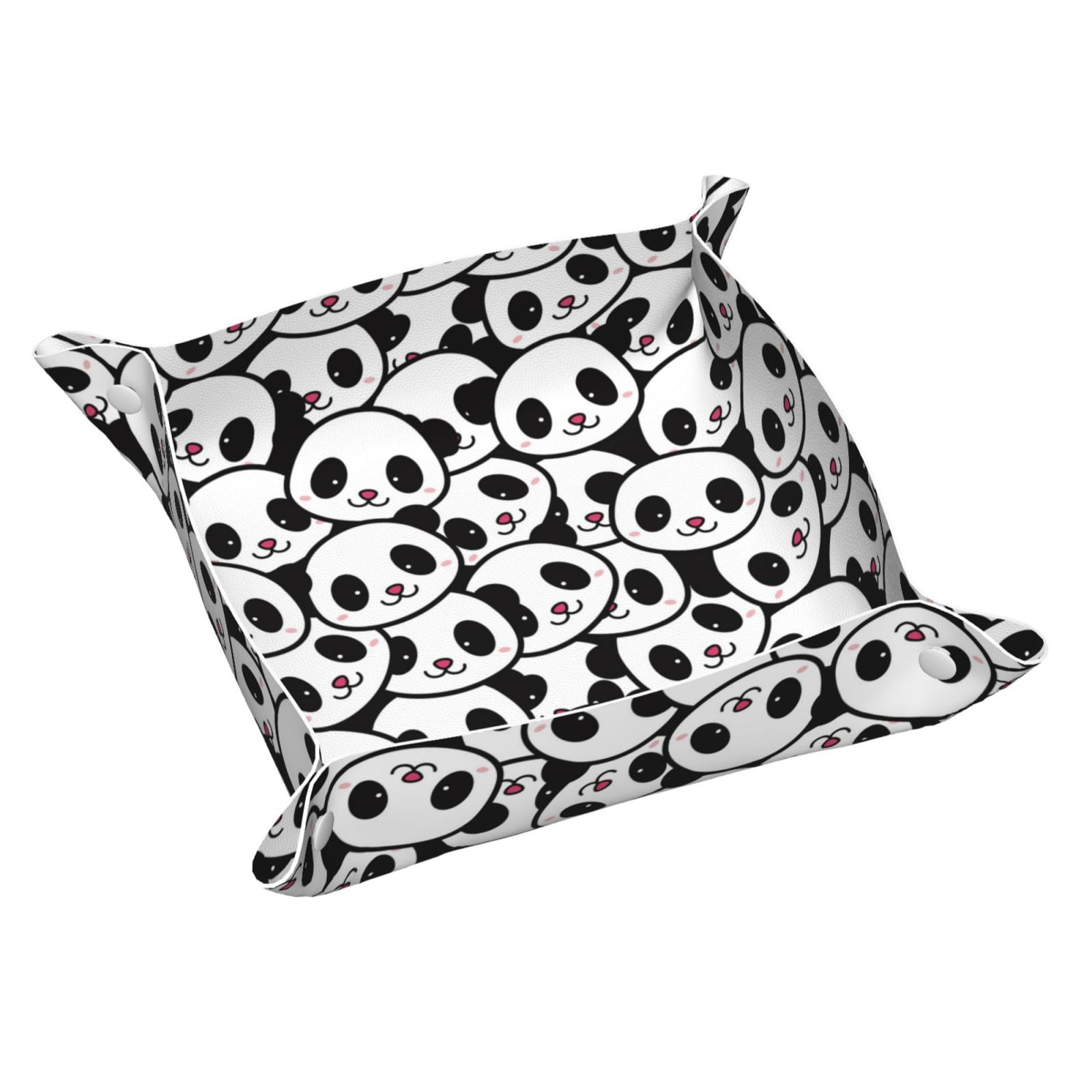 Valet Tray, Cute panda print Faux Leather Desk Tray Vanity Tray Night ...