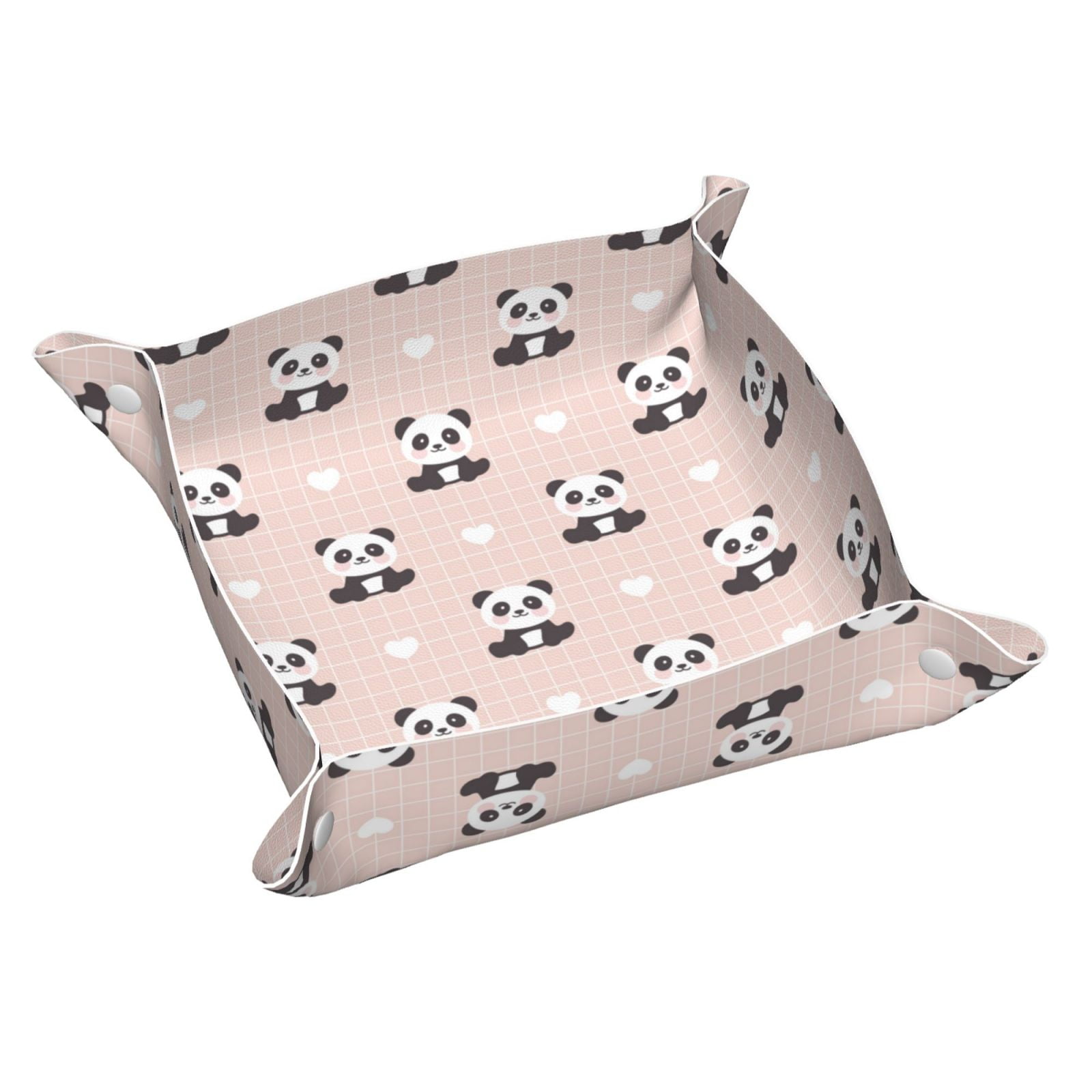 Valet Tray, Cute panda print A Faux Leather Desk Tray Vanity Tray Night ...