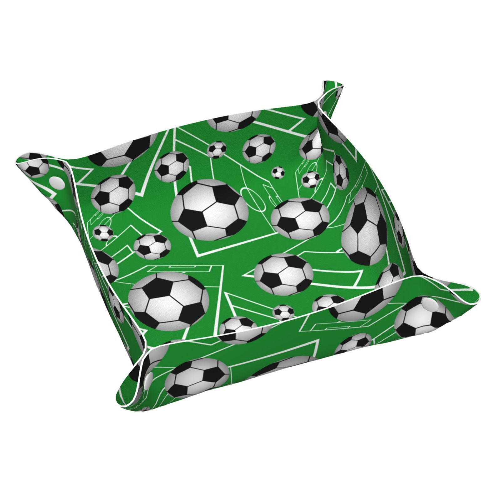 Valet Tray, Cute soccer balls green Faux Leather Desk Tray Vanity Tray ...