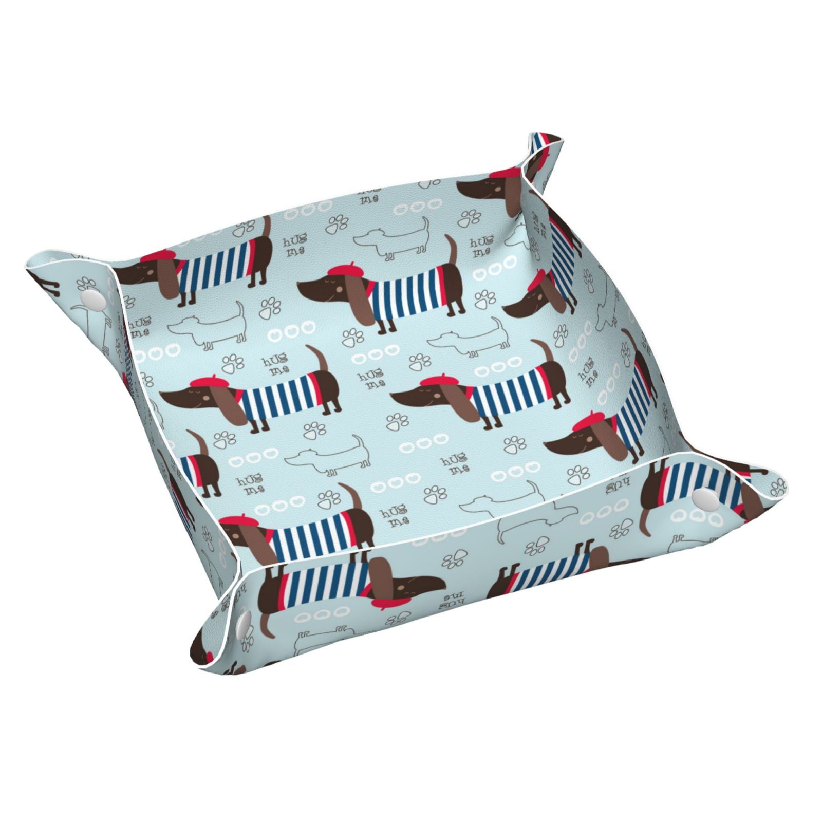 Valet Tray, Dachshund Dog Puppy Hat Faux Leather Desk Tray Vanity Tray ...