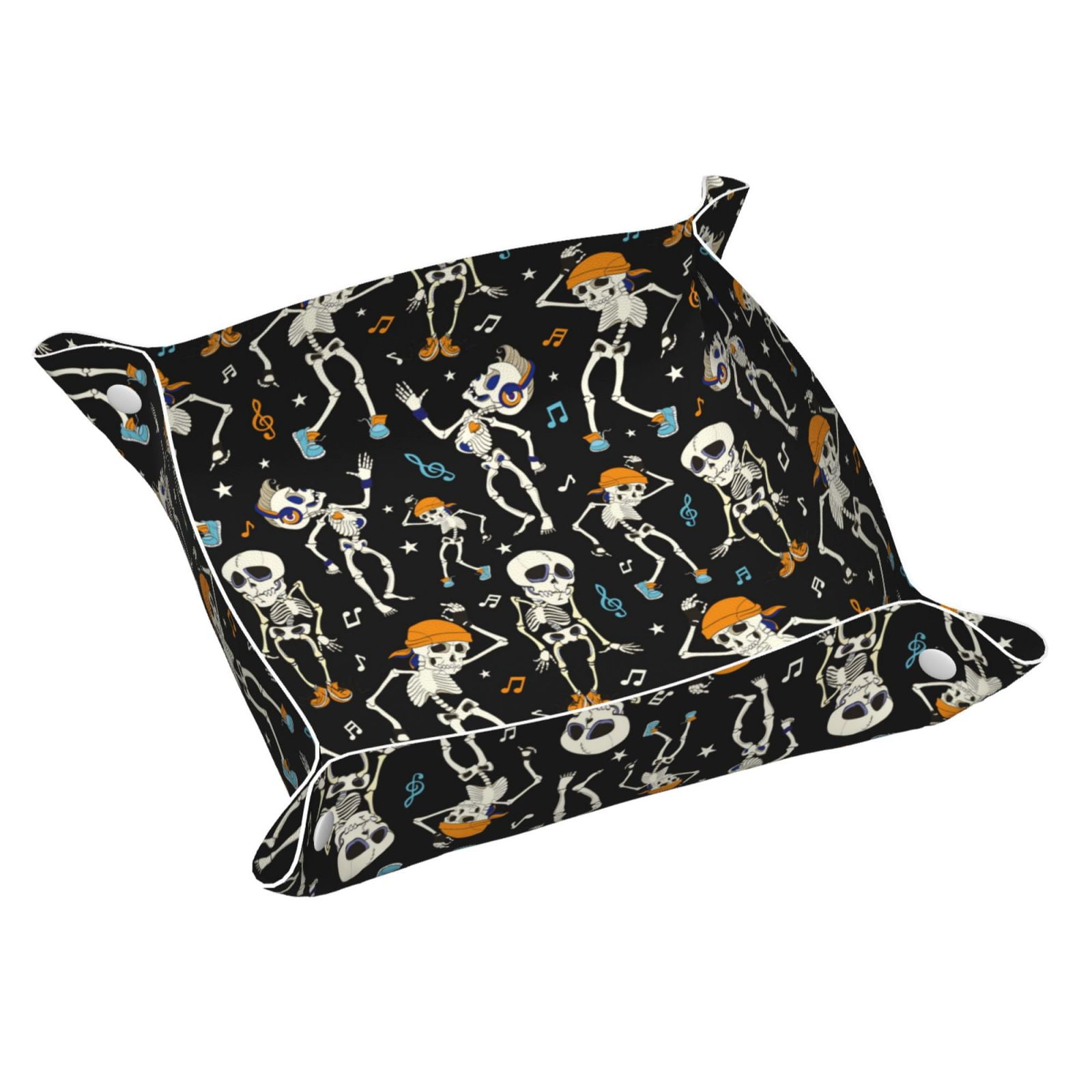 Valet Tray, Dancing Skeleton Party Faux Leather Desk Tray Vanity Tray ...