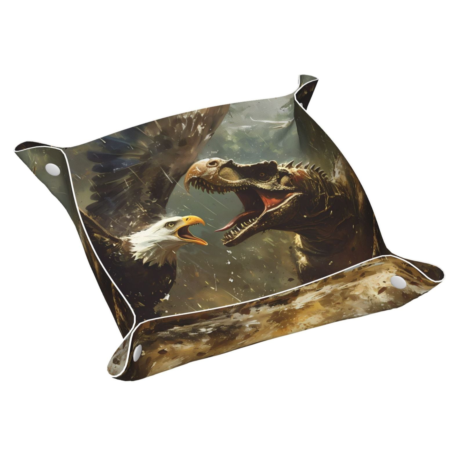 Valet Tray, Dinosaur Bald Eagle Faux Leather Desk Tray Vanity Tray ...
