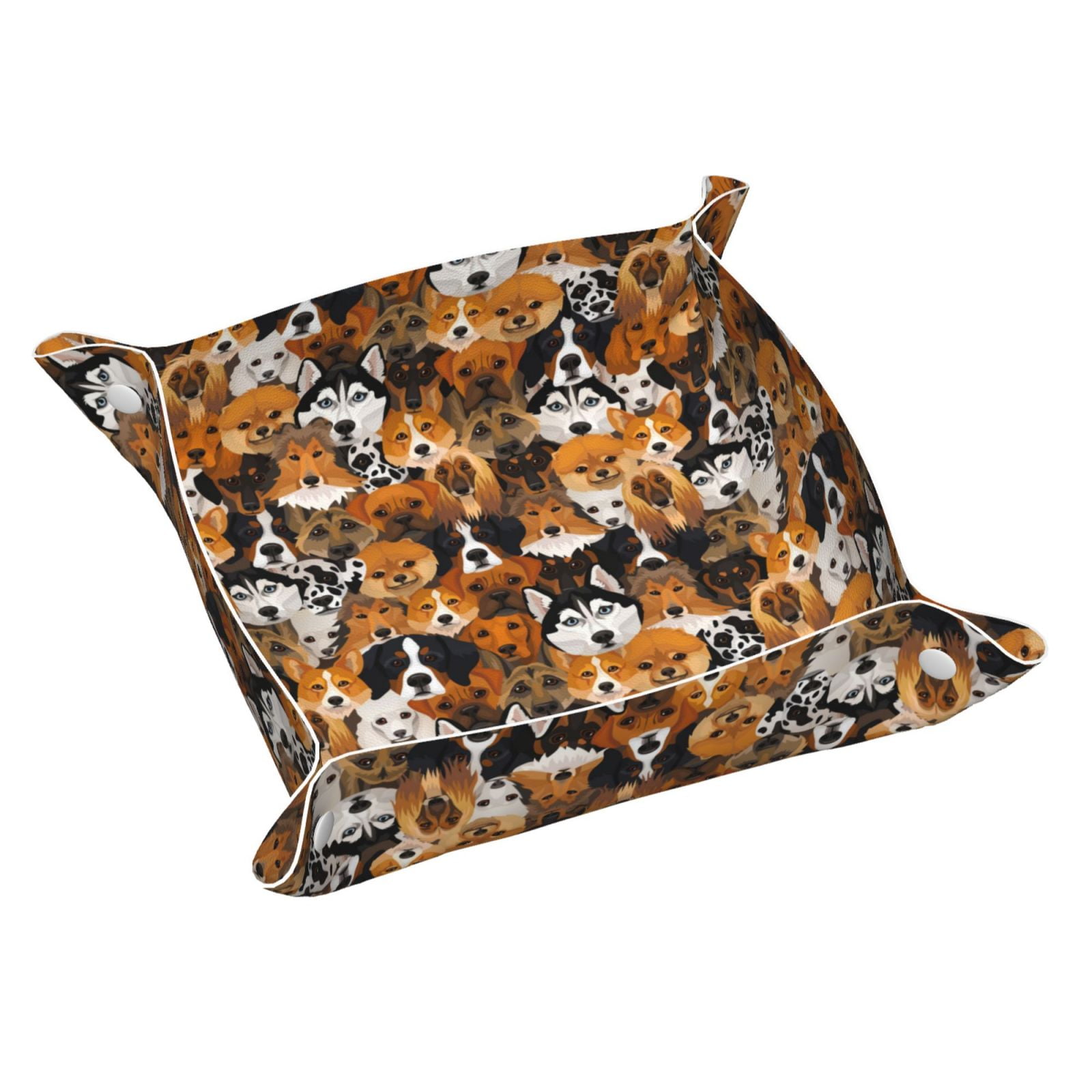 Valet Tray, Dogs Different Breeds Faux Leather Desk Tray Vanity Tray ...