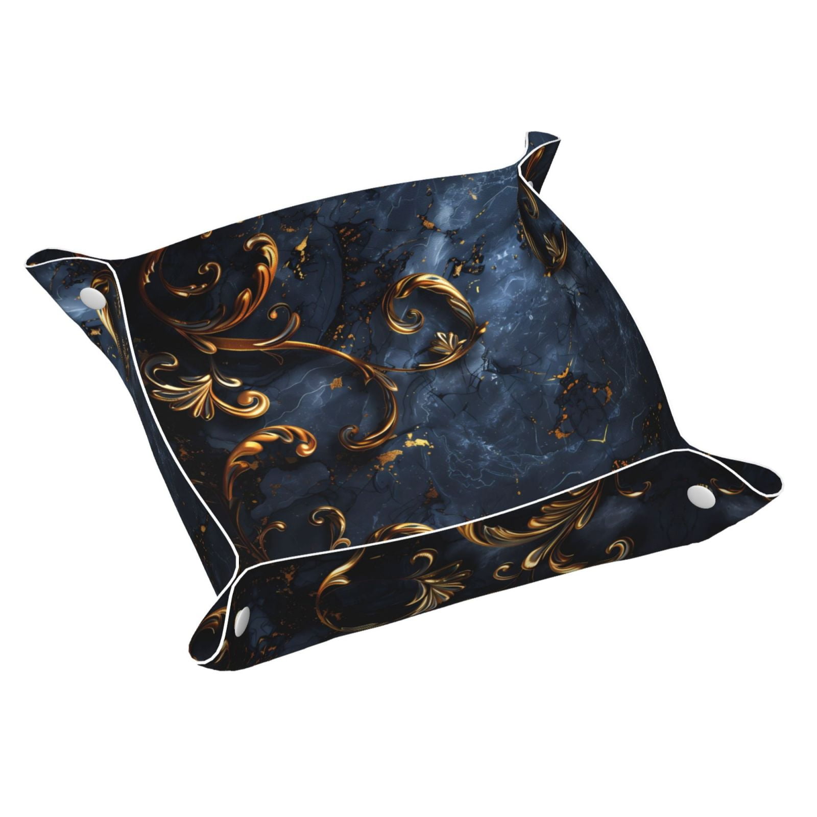 Valet Tray, Elegant Gold Scrollwork Faux Leather Desk Tray Vanity Tray ...