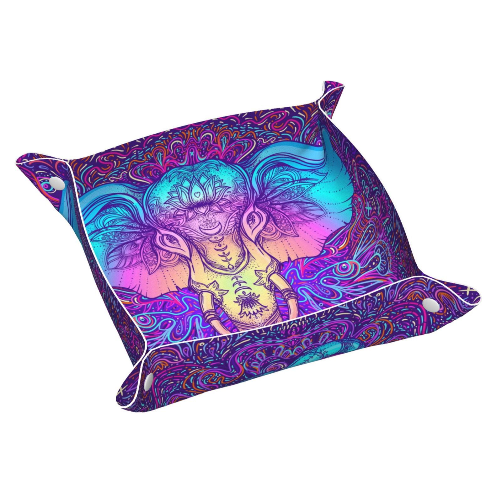 Valet Tray, Elephant in Tribal Style Faux Leather Desk Tray Vanity Tray ...