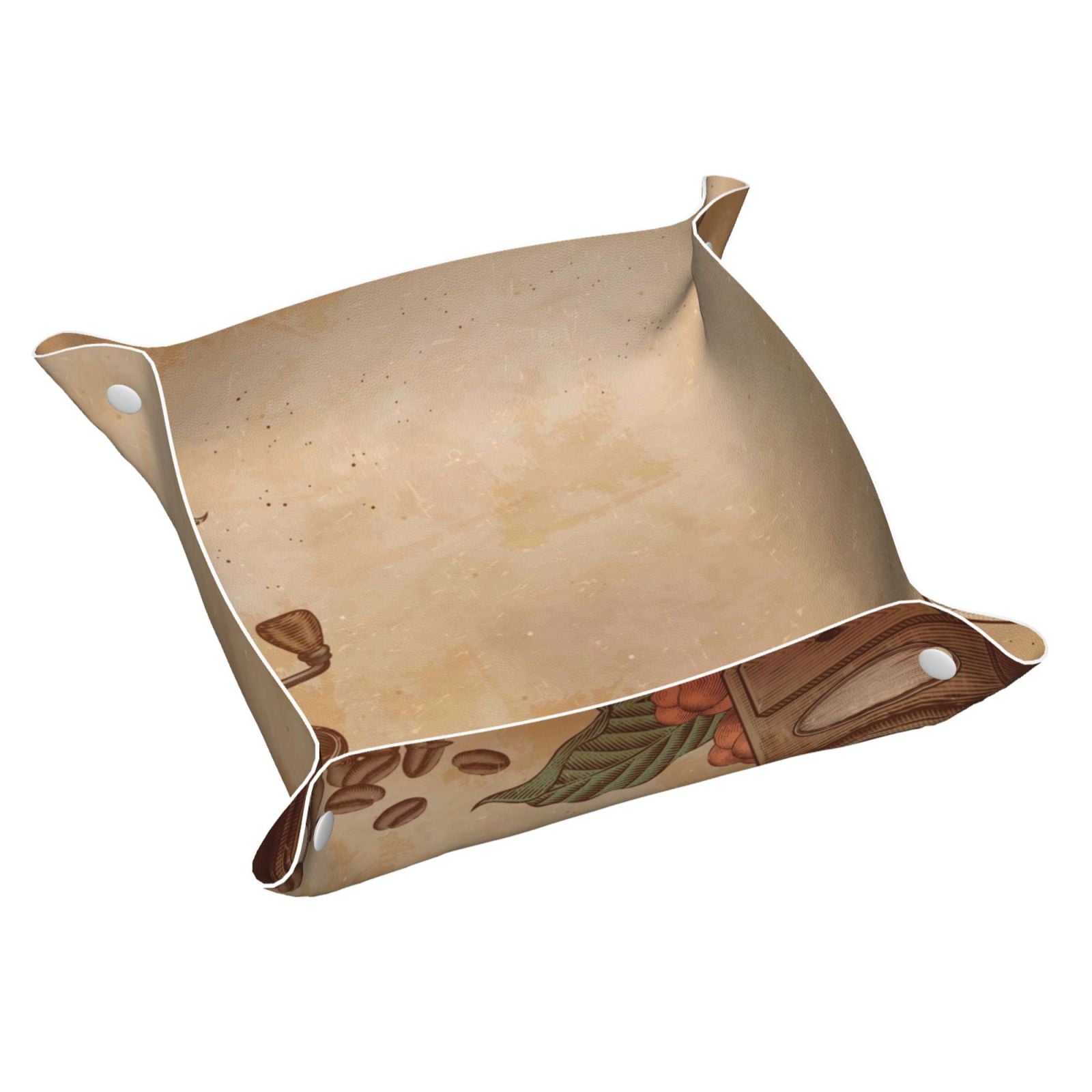 Valet Tray, Engraved Coffee On Kraft Paper Faux Leather Desk Tray ...