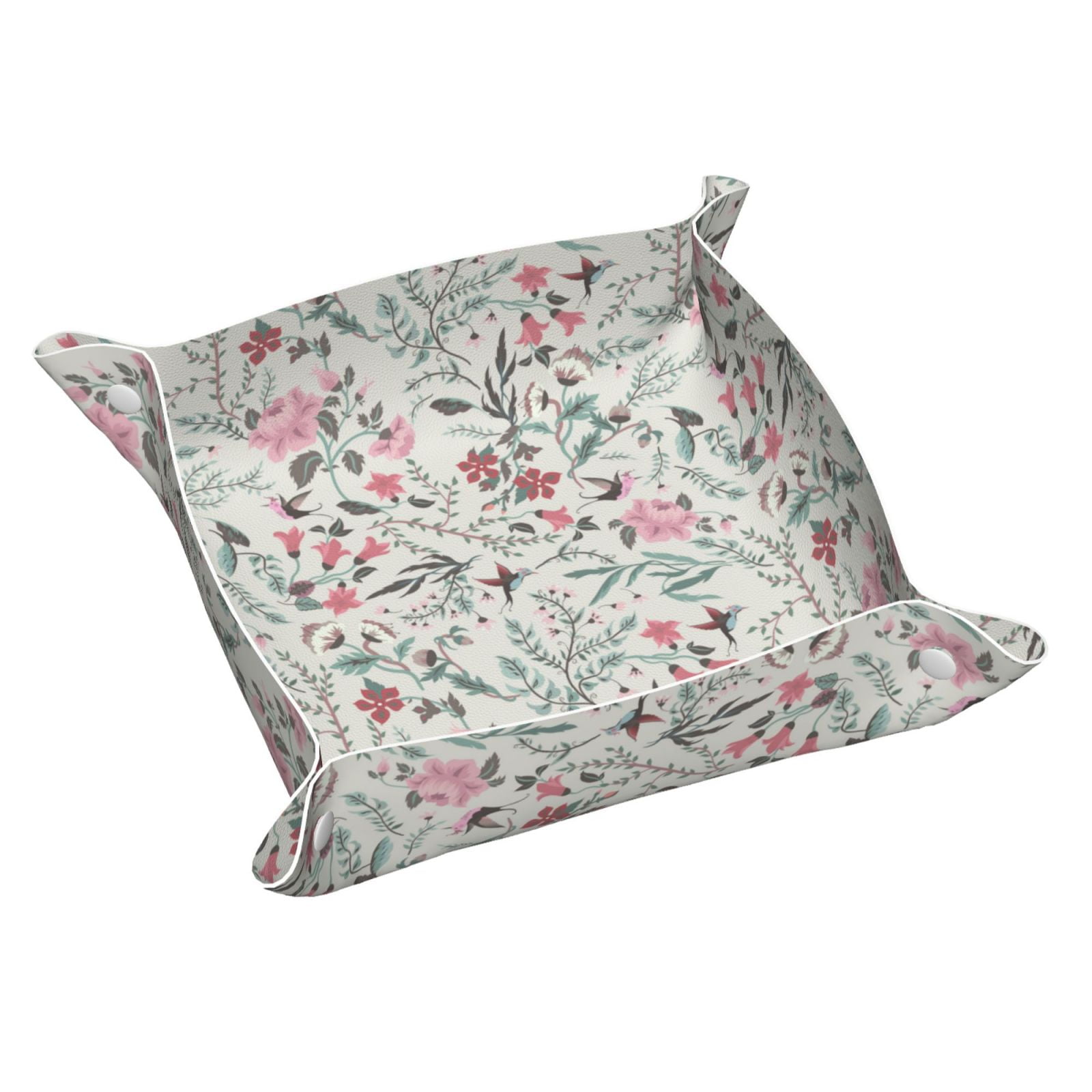 Valet Tray, Fairy floral Faux Leather Desk Tray Vanity Tray Night Stand ...