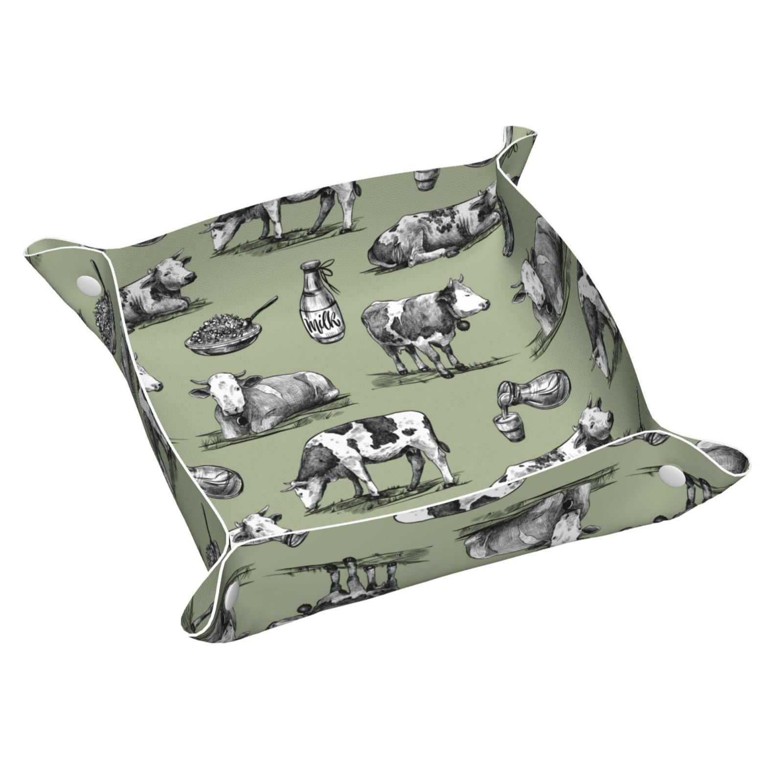 Valet Tray, Farm Cows Faux Leather Desk Tray Vanity Tray Night Stand ...