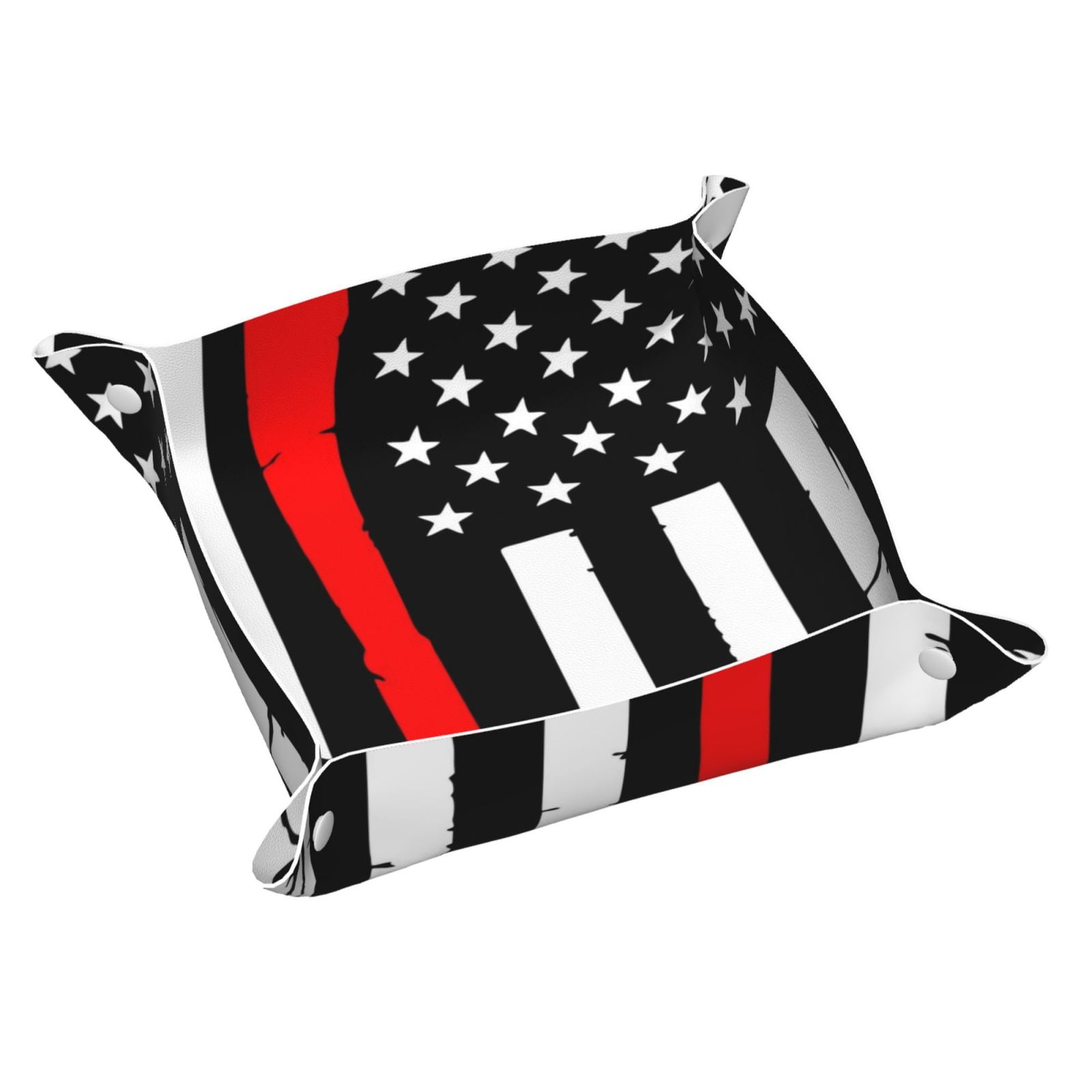 Valet Tray, Firefighters USA Flag Faux Leather Desk Tray Vanity Tray ...