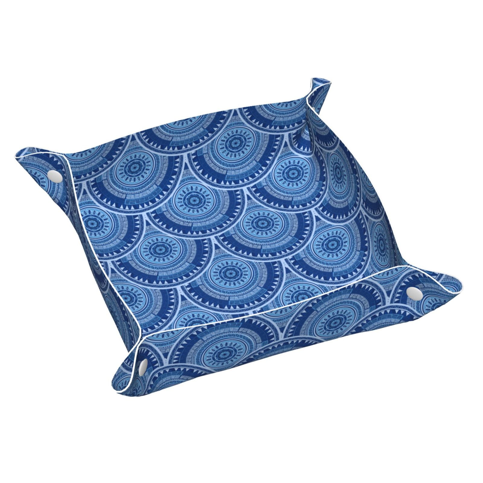Valet Tray, Fish scale Exotic blue Faux Leather Desk Tray Vanity Tray ...