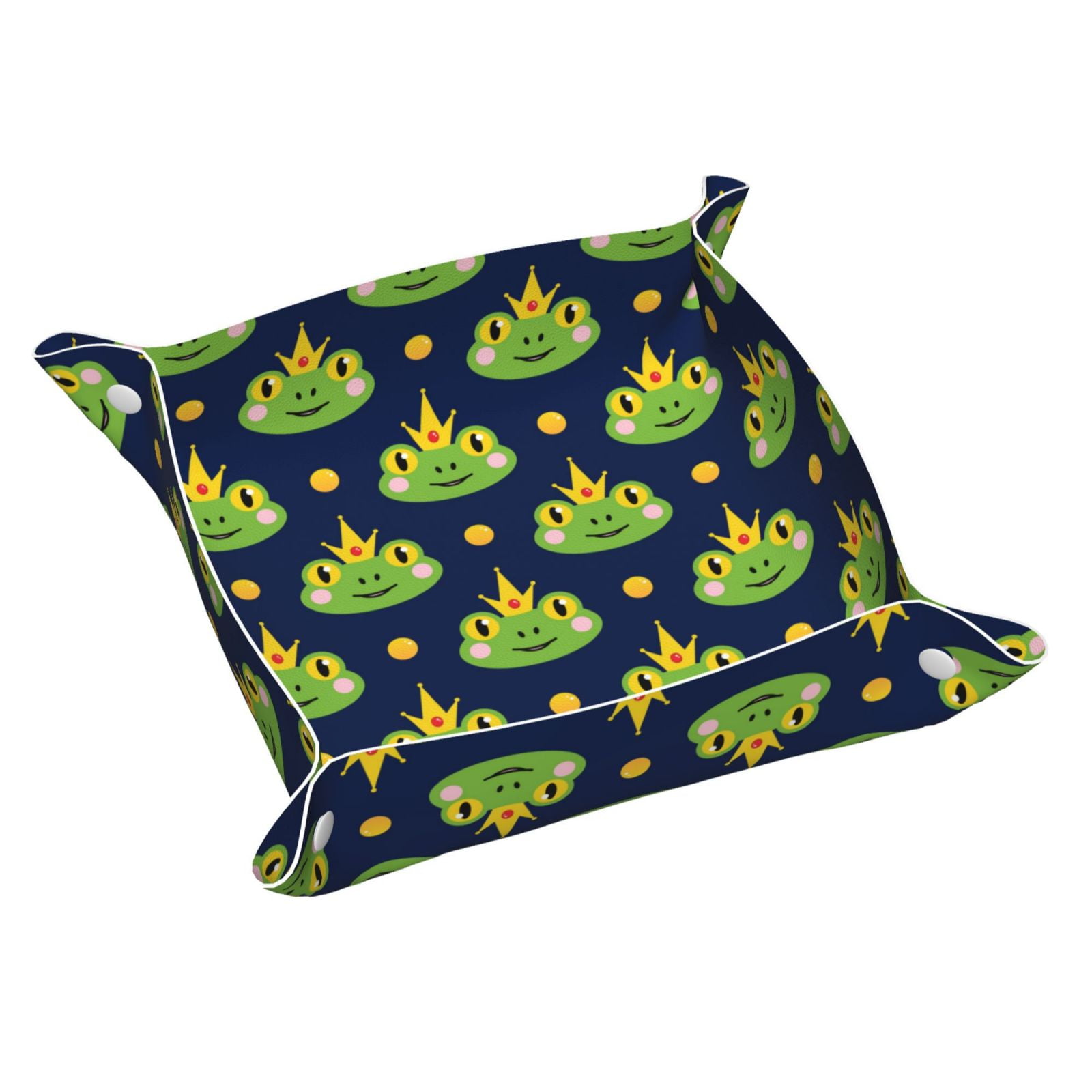 Valet Tray, Frog prince crowns navyblue Faux Leather Desk Tray Vanity ...