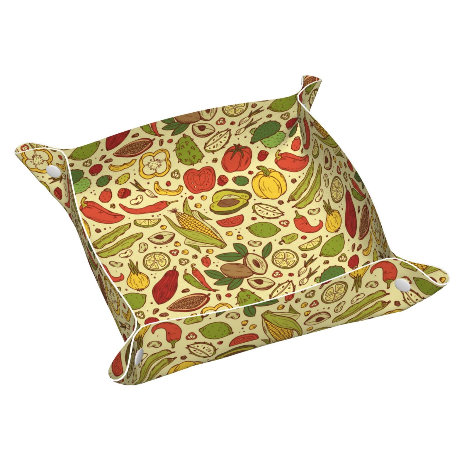 Valet Tray, Fruits And Vegetables Faux Leather Desk Tray Vanity Tray ...