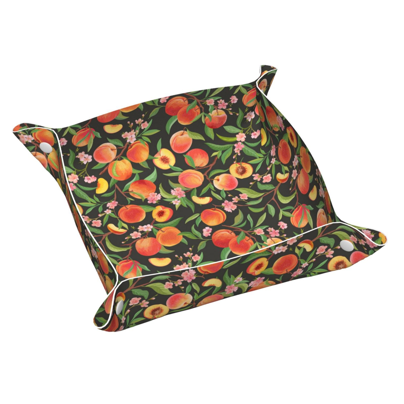 Valet Tray, Fruits Peach Faux Leather Desk Tray Vanity Tray Night Stand ...