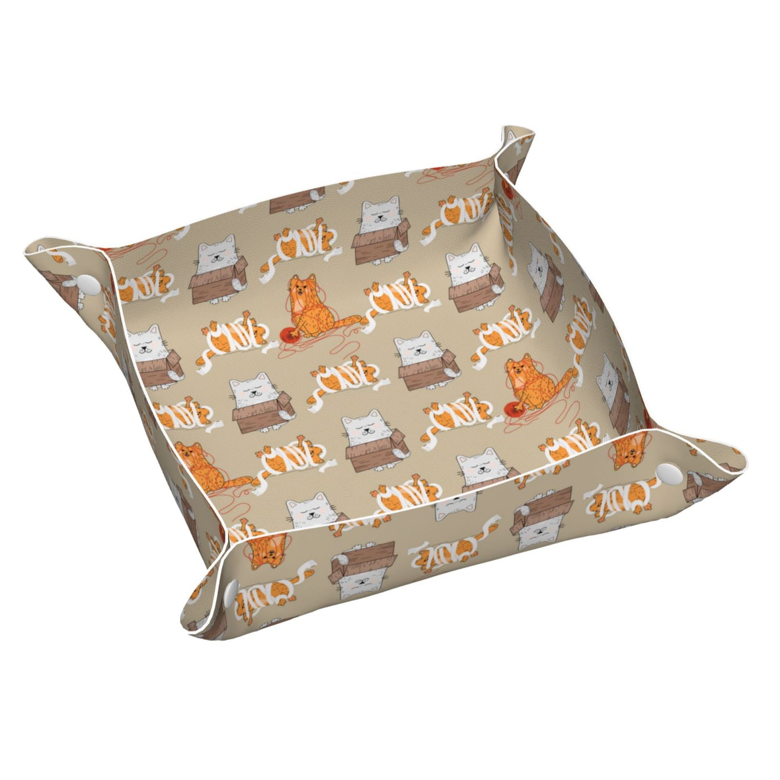 Valet Tray, Funny Cartoon Carton Cat Faux Leather Desk Tray Vanity Tray ...