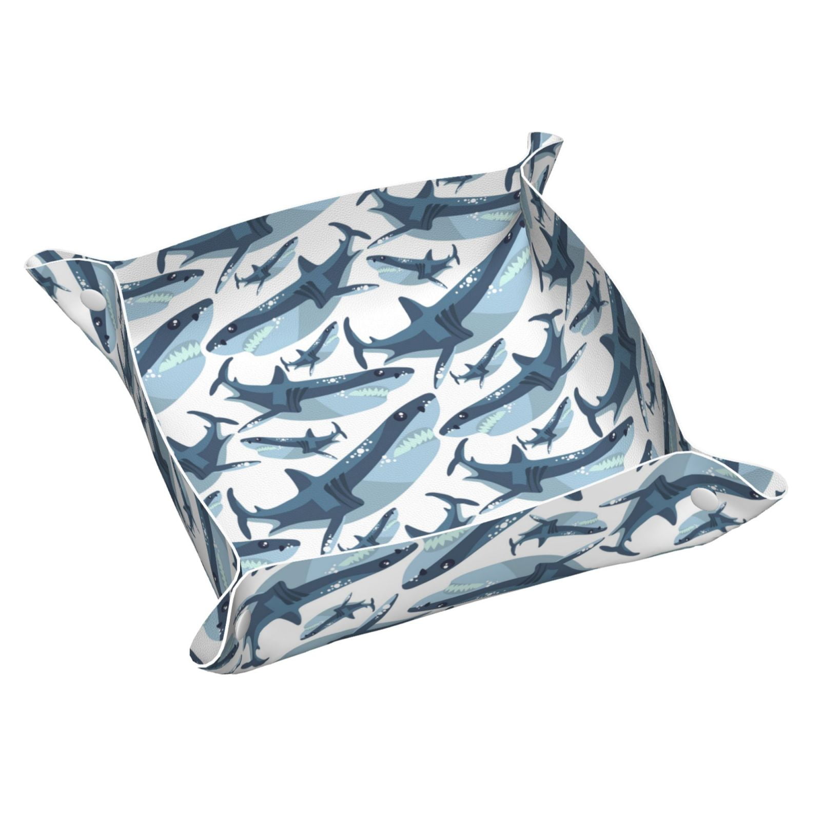 Valet Tray, Funny Cool Shark Faux Leather Desk Tray Vanity Tray Night ...