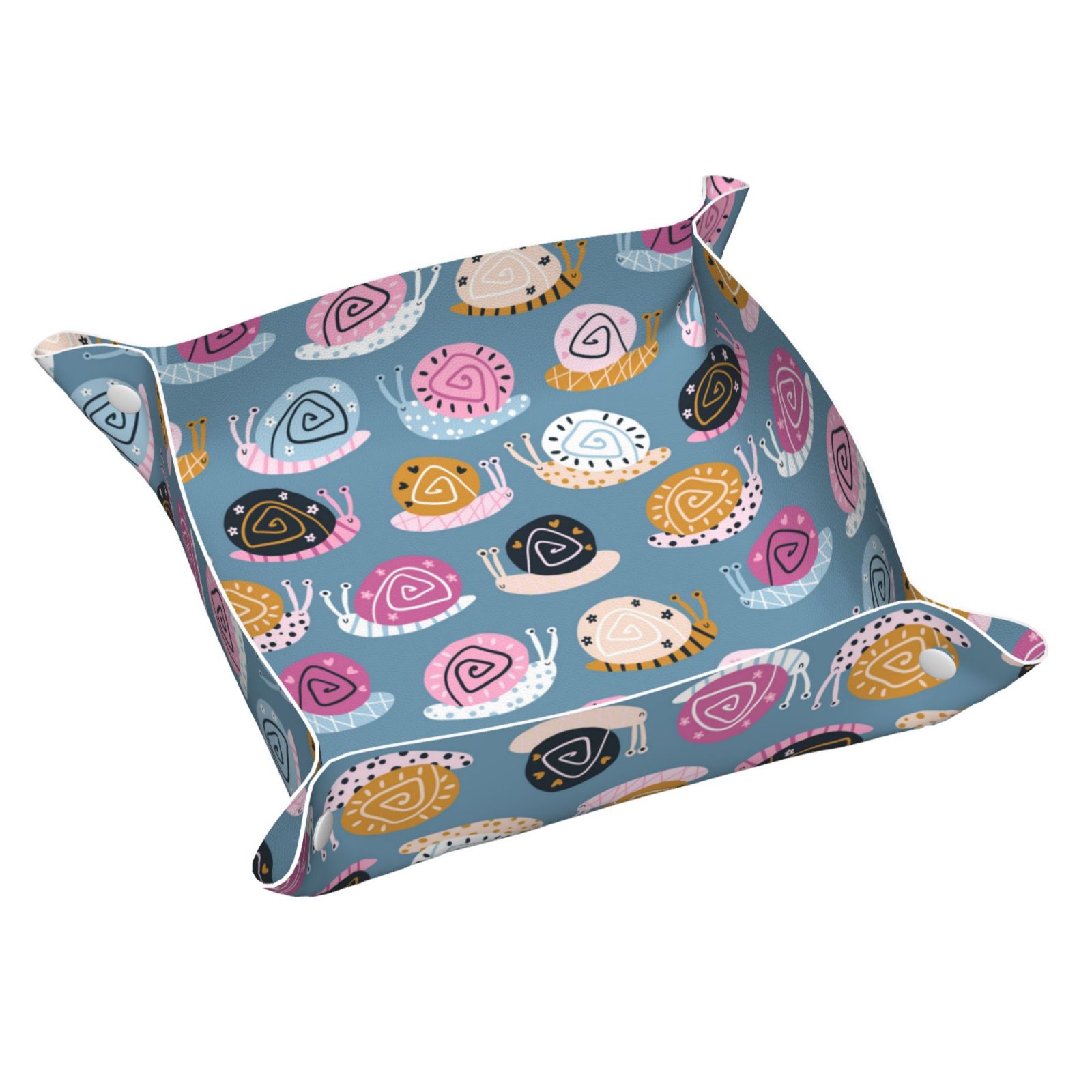 Valet Tray, Funny Doodle Snails Faux Leather Desk Tray Vanity Tray ...