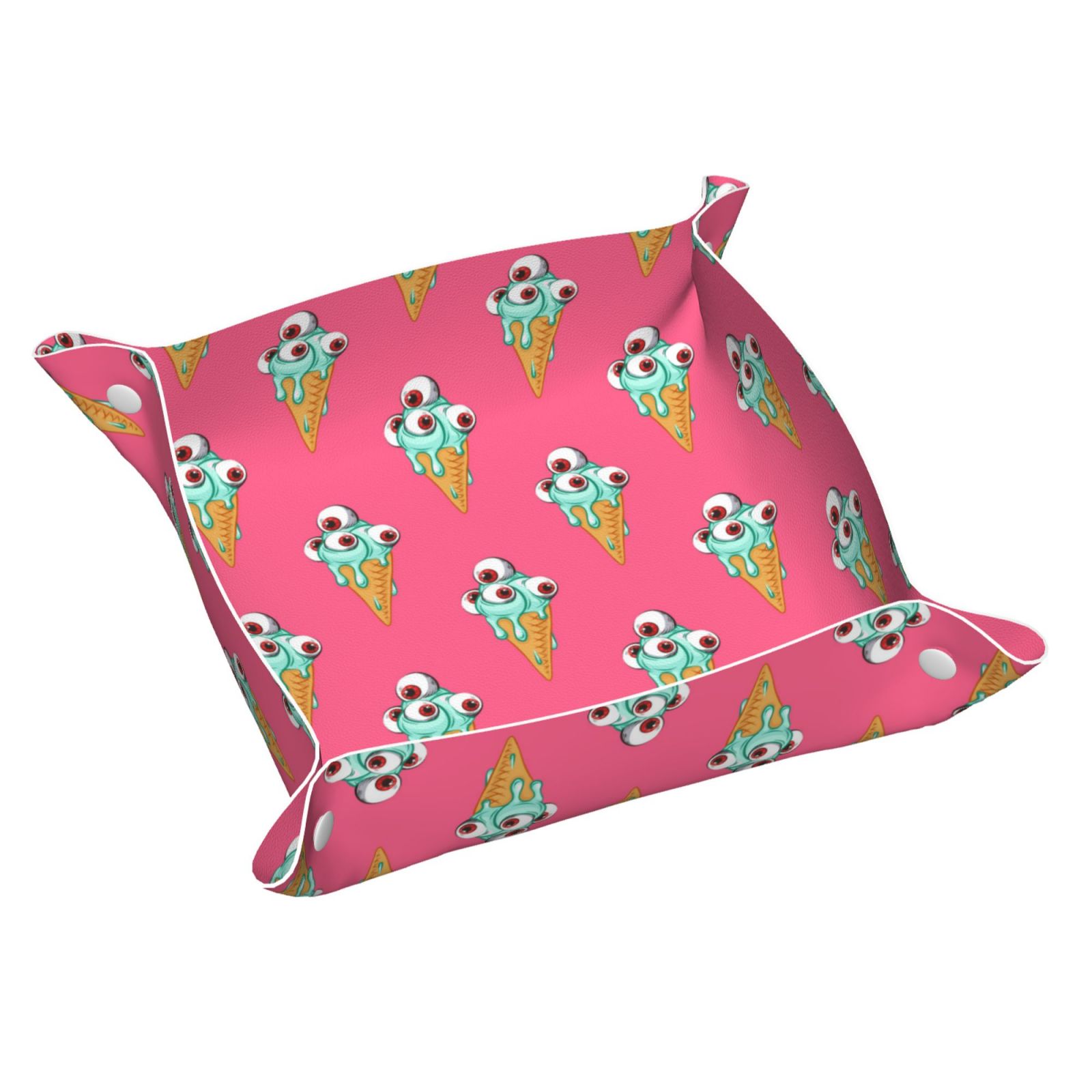 Valet Tray, Funny Ice Cream Print Pink Faux Leather Desk Tray Vanity ...