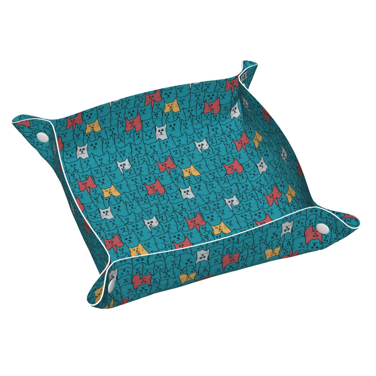 Valet Tray, Funny cat blue Faux Leather Desk Tray Vanity Tray Night ...