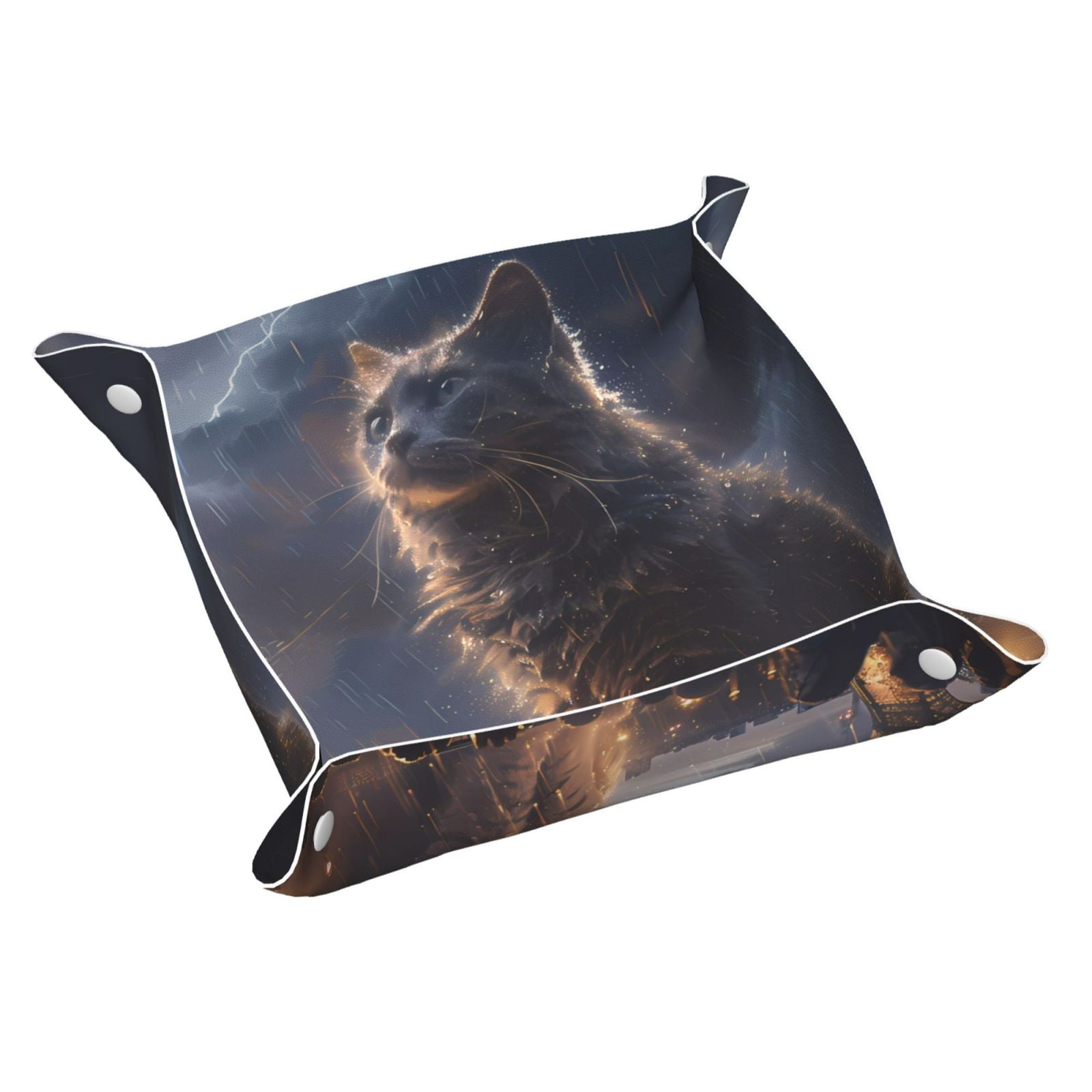 Valet Tray, Giant Cat In Paris Rain Faux Leather Desk Tray Vanity Tray ...