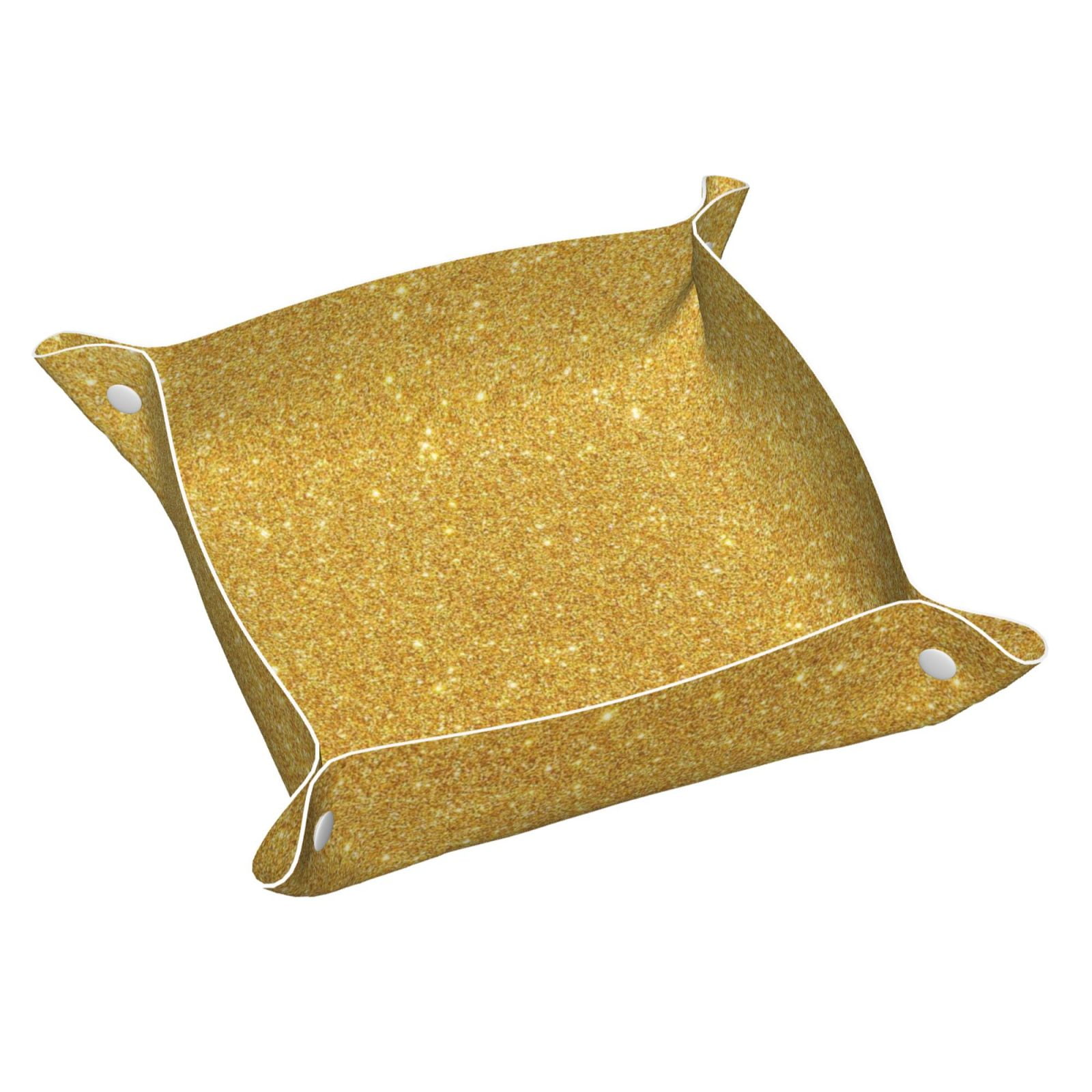 Valet Tray, Gold Shiny Faux Leather Desk Tray Vanity Tray Night Stand ...