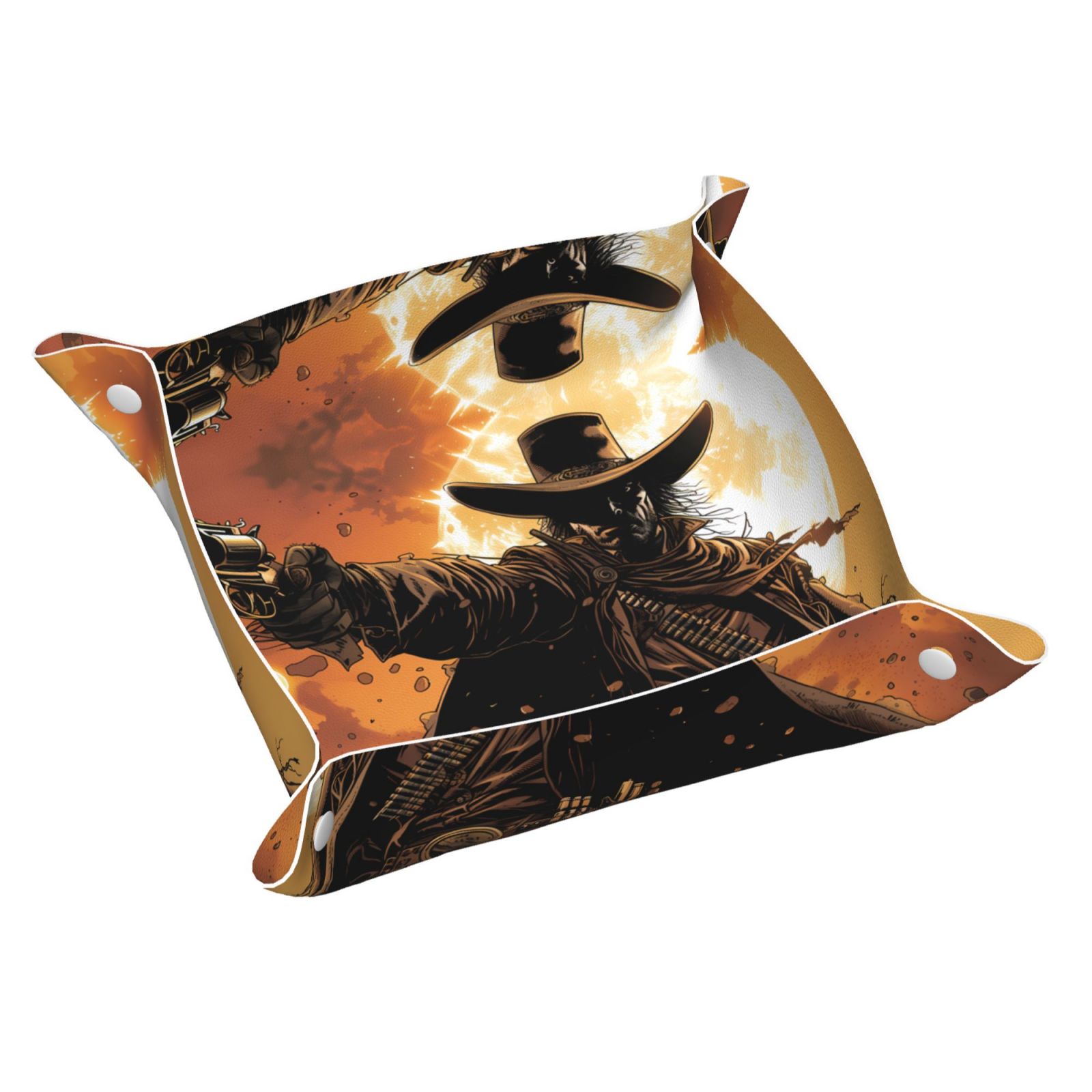 Valet Tray, Golden Sun Cowboy Faux Leather Desk Tray Vanity Tray Night ...
