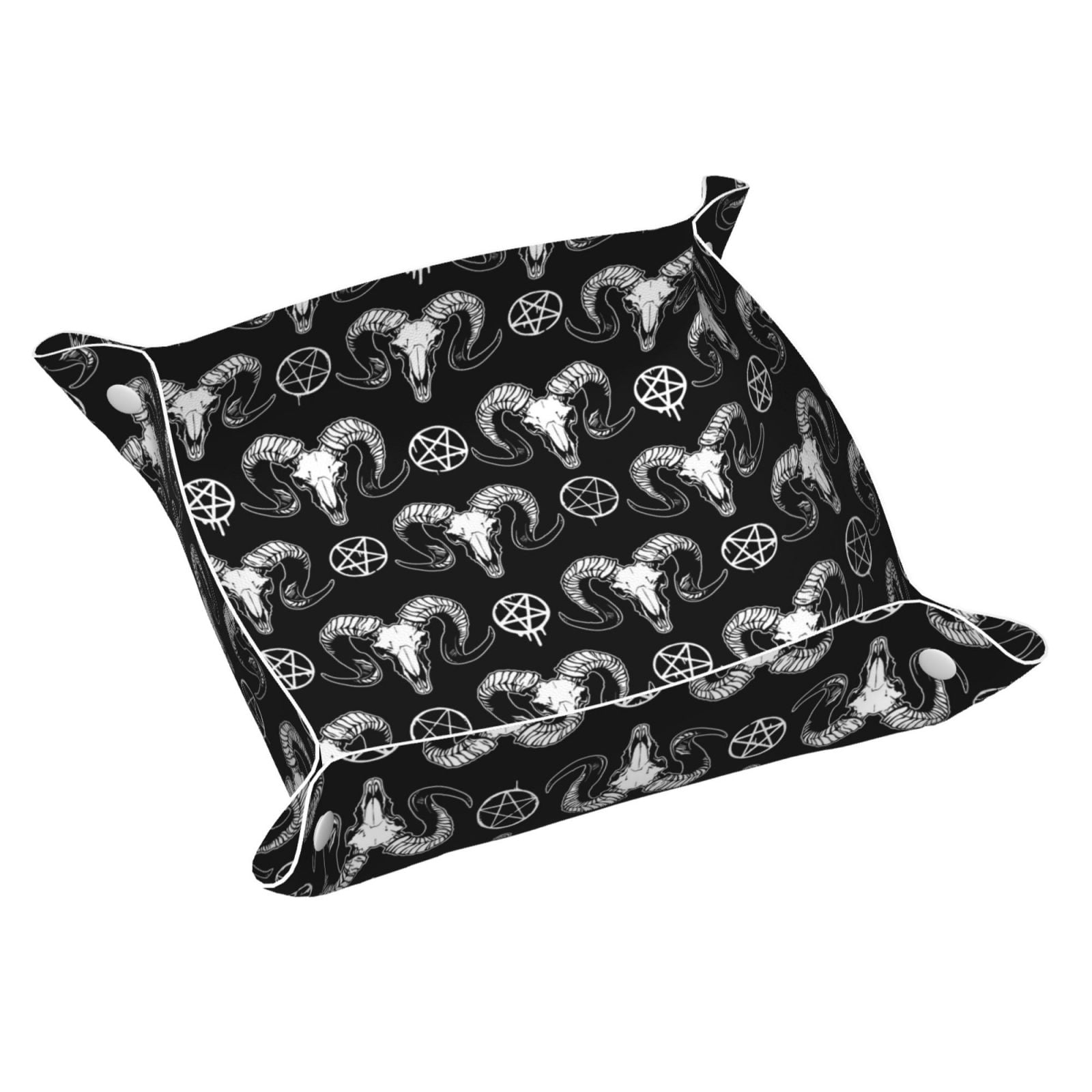 Valet Tray, Gothic Cool Goat Skull Faux Leather Desk Tray Vanity Tray ...