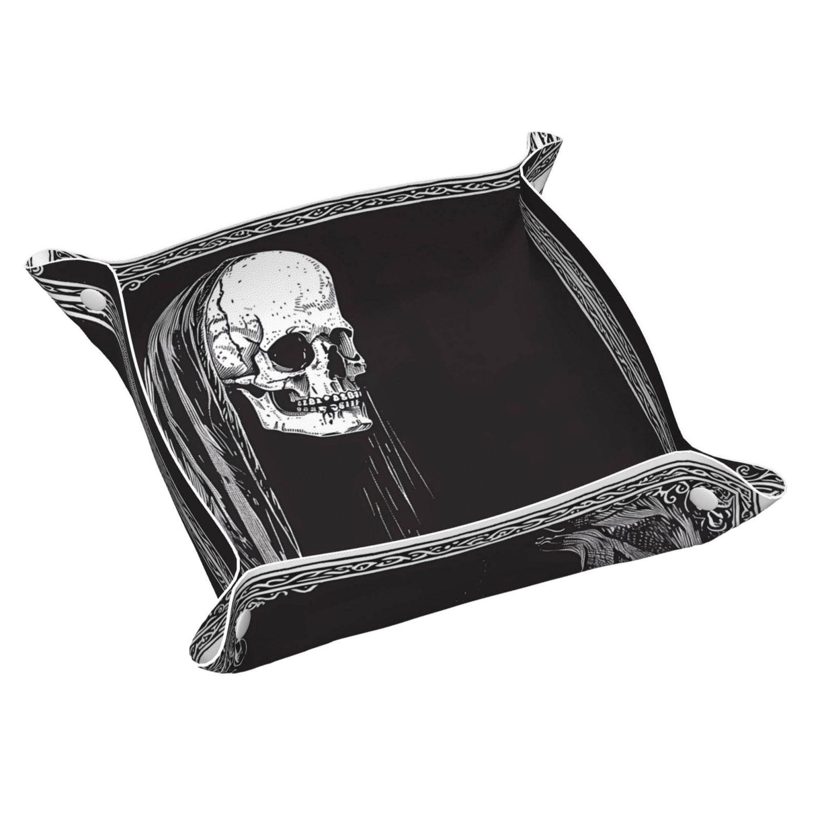 Valet Tray, Gothic Skull Drape Faux Leather Desk Tray Vanity Tray Night ...