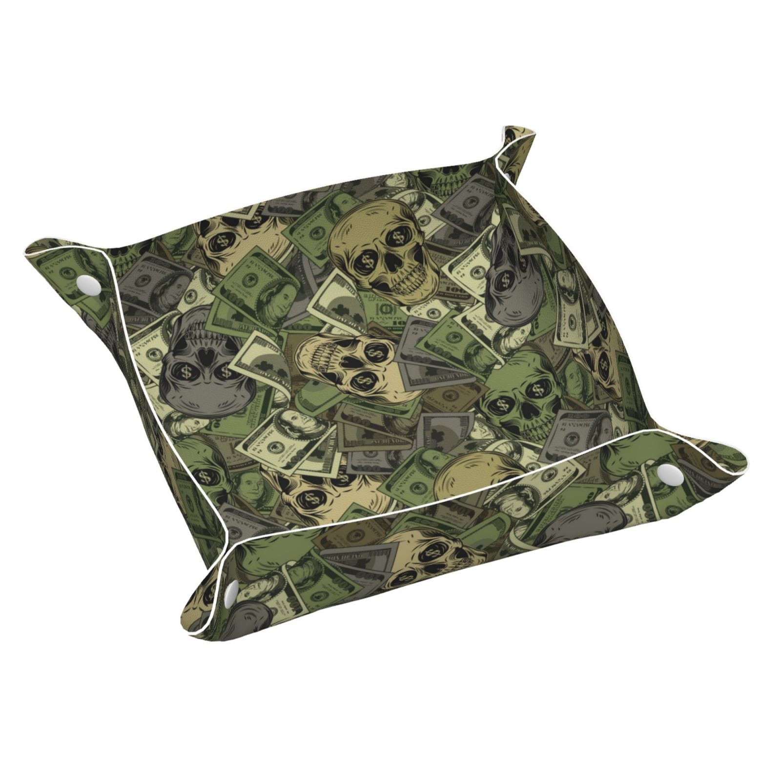 Valet Tray, Green Skulls Faux Leather Desk Tray Vanity Tray Night Stand ...