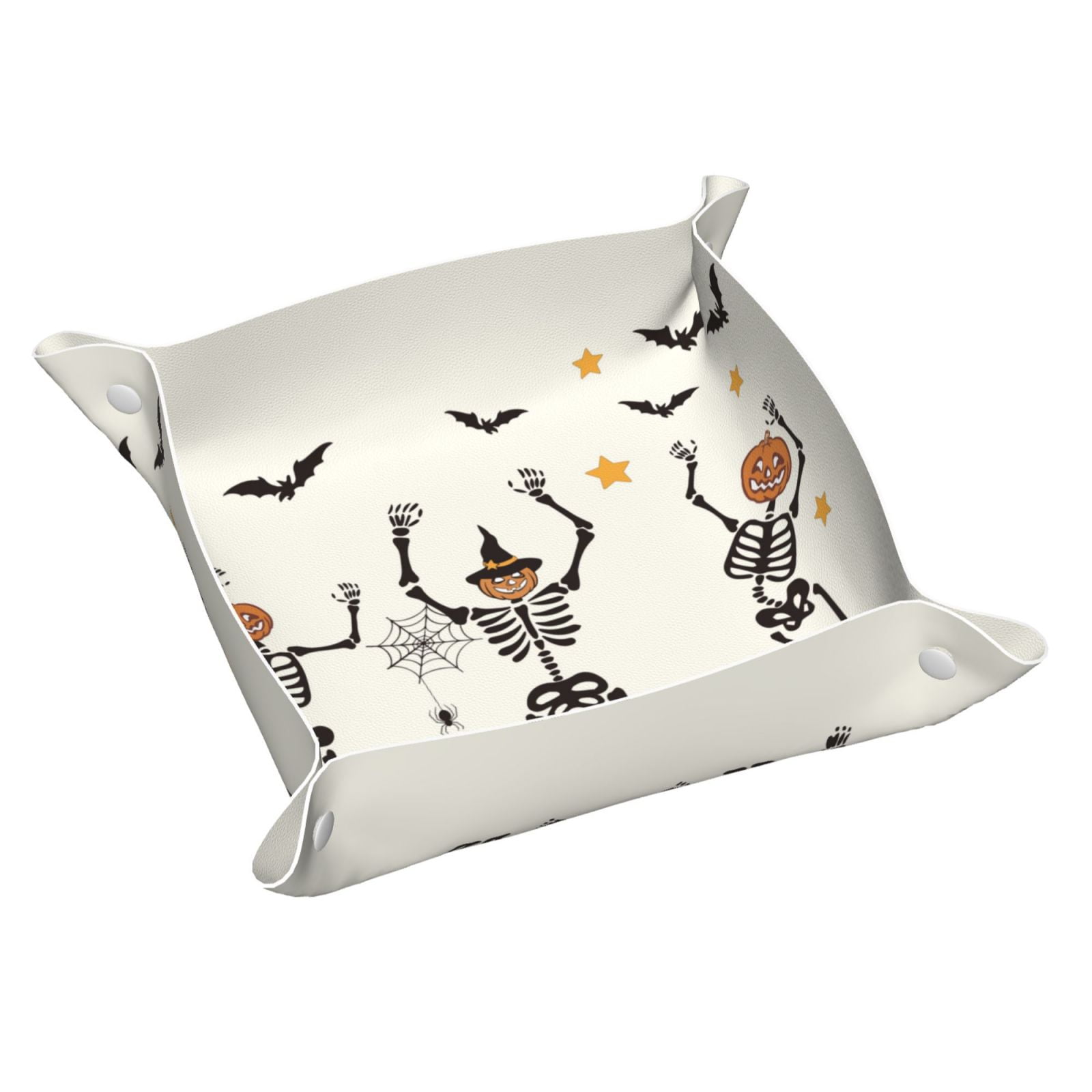 Valet Tray, Halloween Dancing Funny Skull Faux Leather Desk Tray Vanity ...