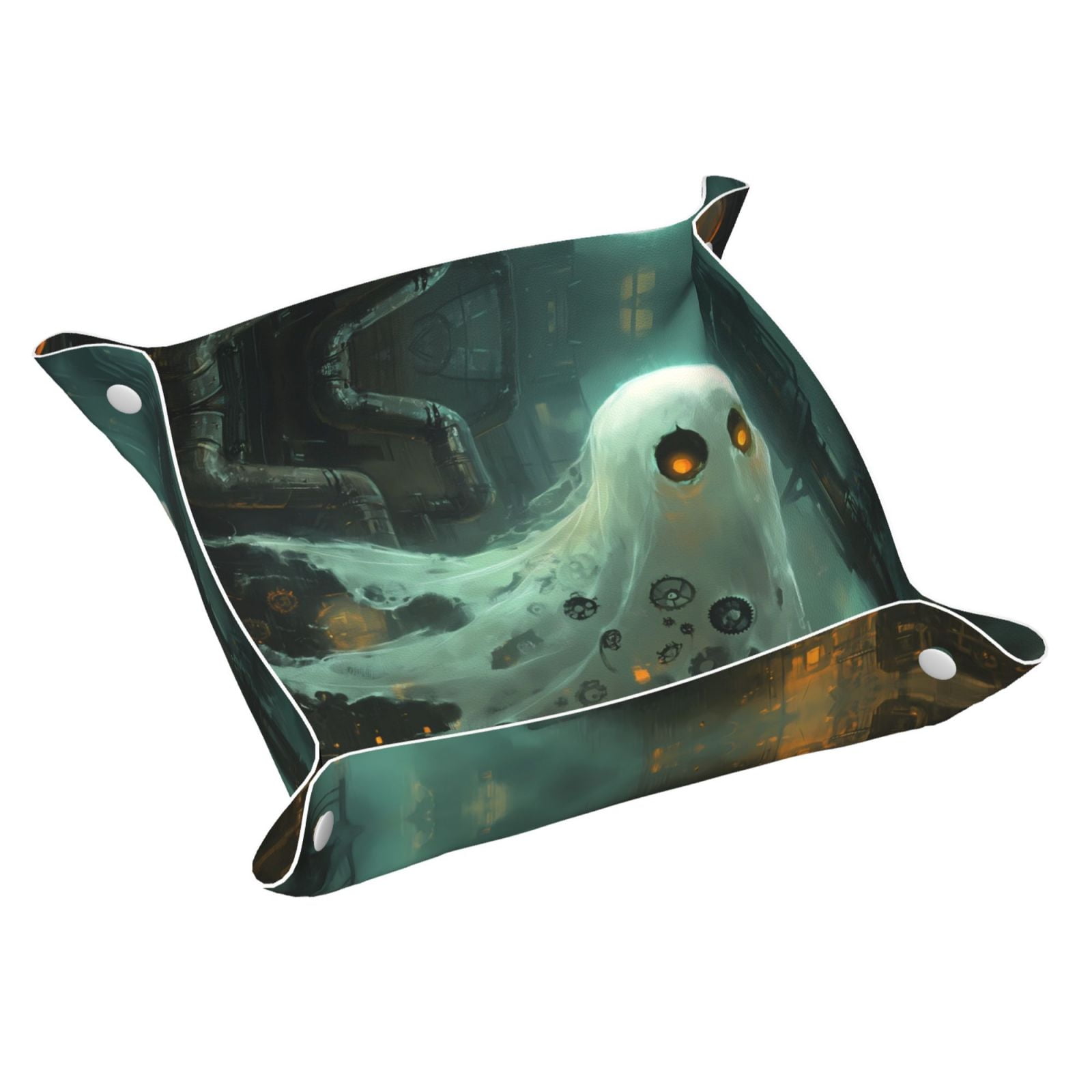 Valet Tray, Halloween Mechanical Ghost Faux Leather Desk Tray Vanity ...