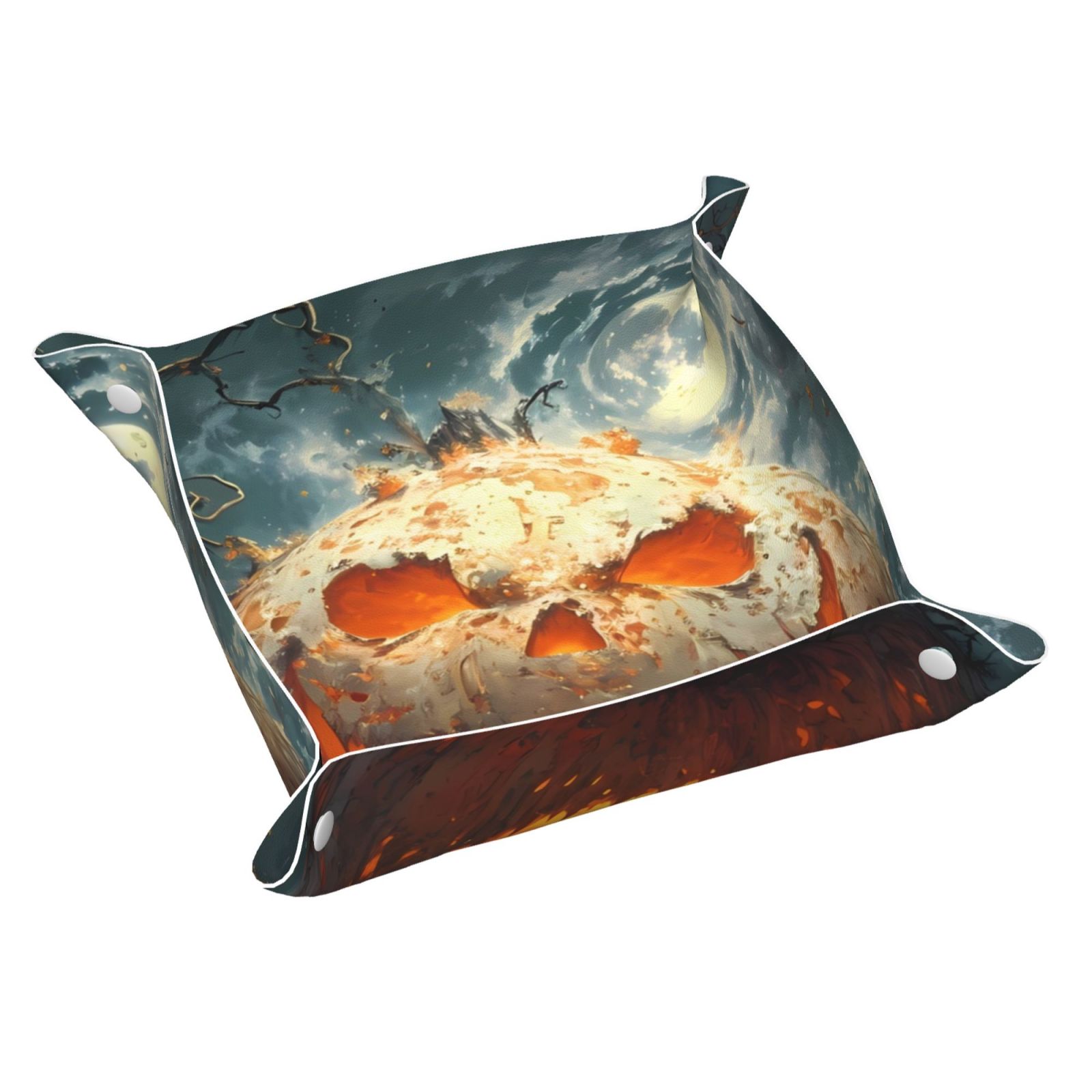 Valet Tray, Halloween Pumpkin Monster Faux Leather Desk Tray Vanity ...