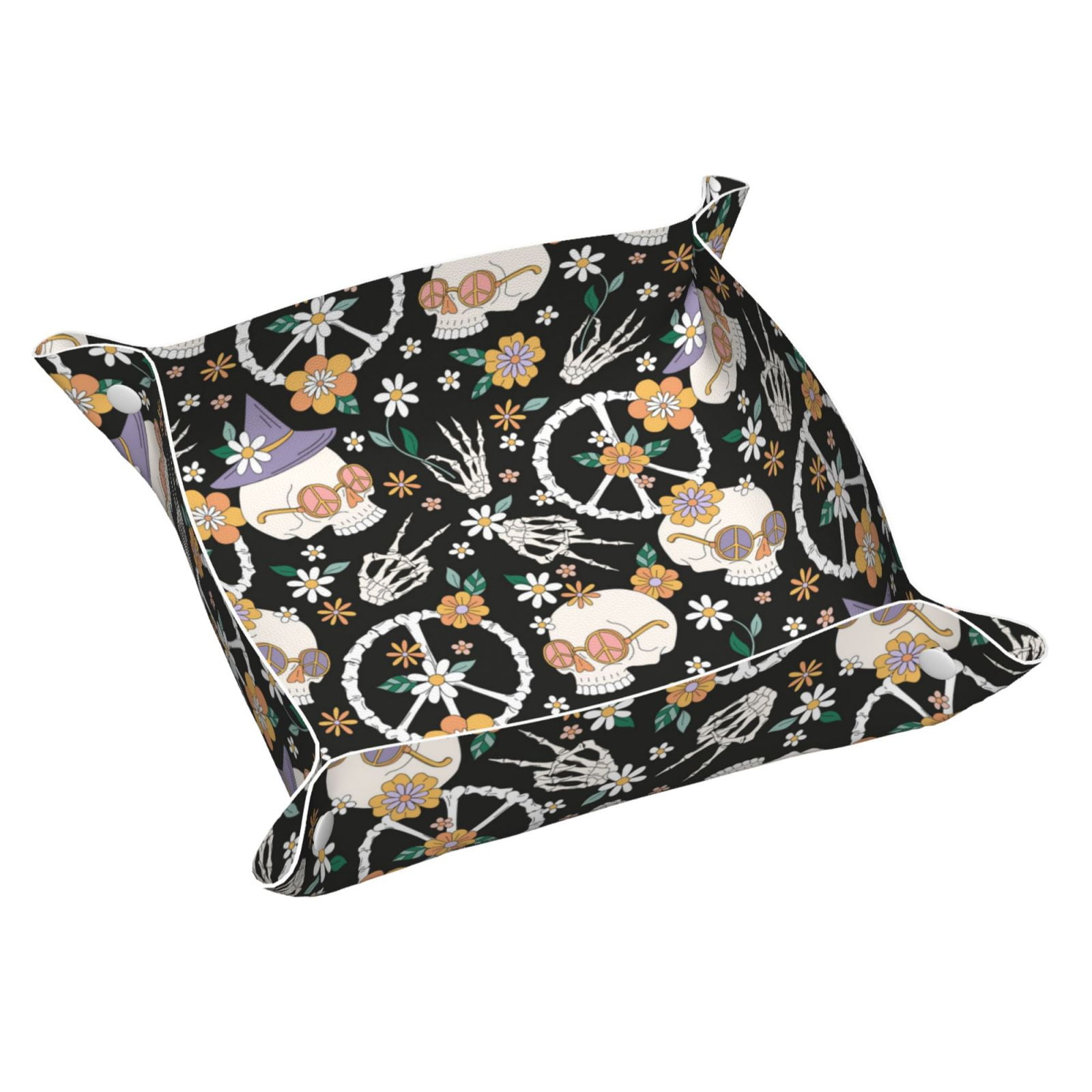 Valet Tray, Halloween Scull Peace Sign cool Faux Leather Desk Tray ...