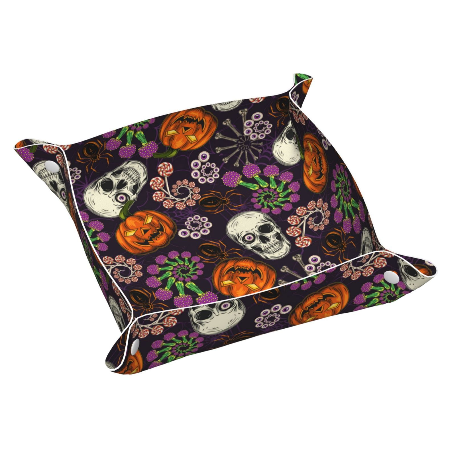 Valet Tray, Halloween With Skull Faux Leather Desk Tray Vanity Tray ...