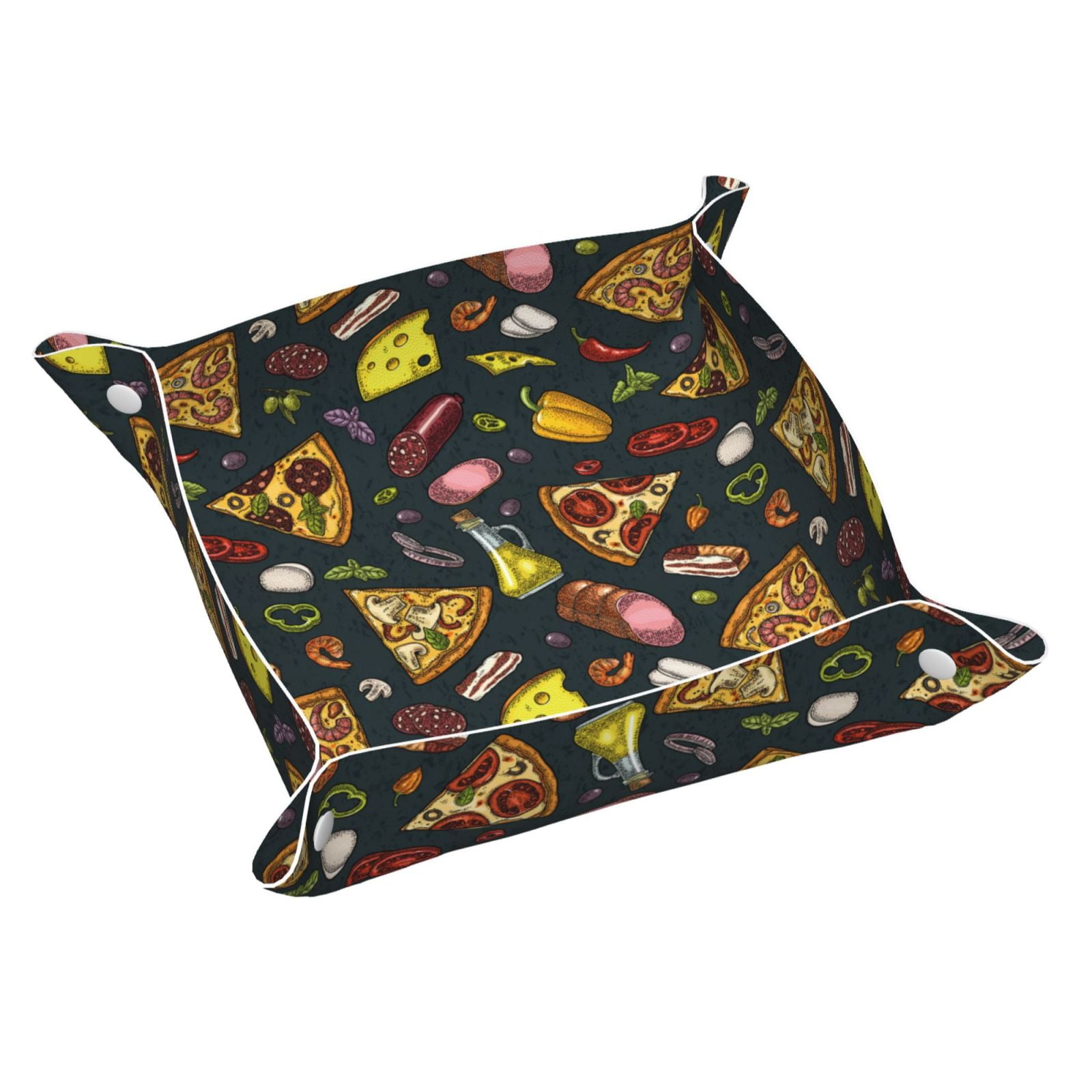 Valet Tray, Ham Pepper Pizza Faux Leather Desk Tray Vanity Tray Night ...