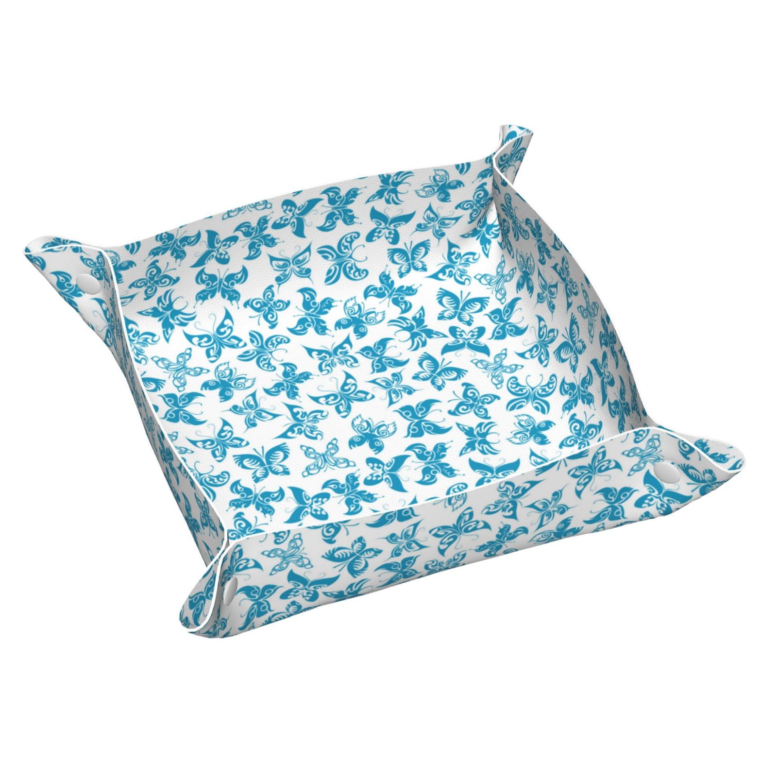 Valet Tray, Hand drawn butterflies_A Faux Leather Desk Tray Vanity Tray ...