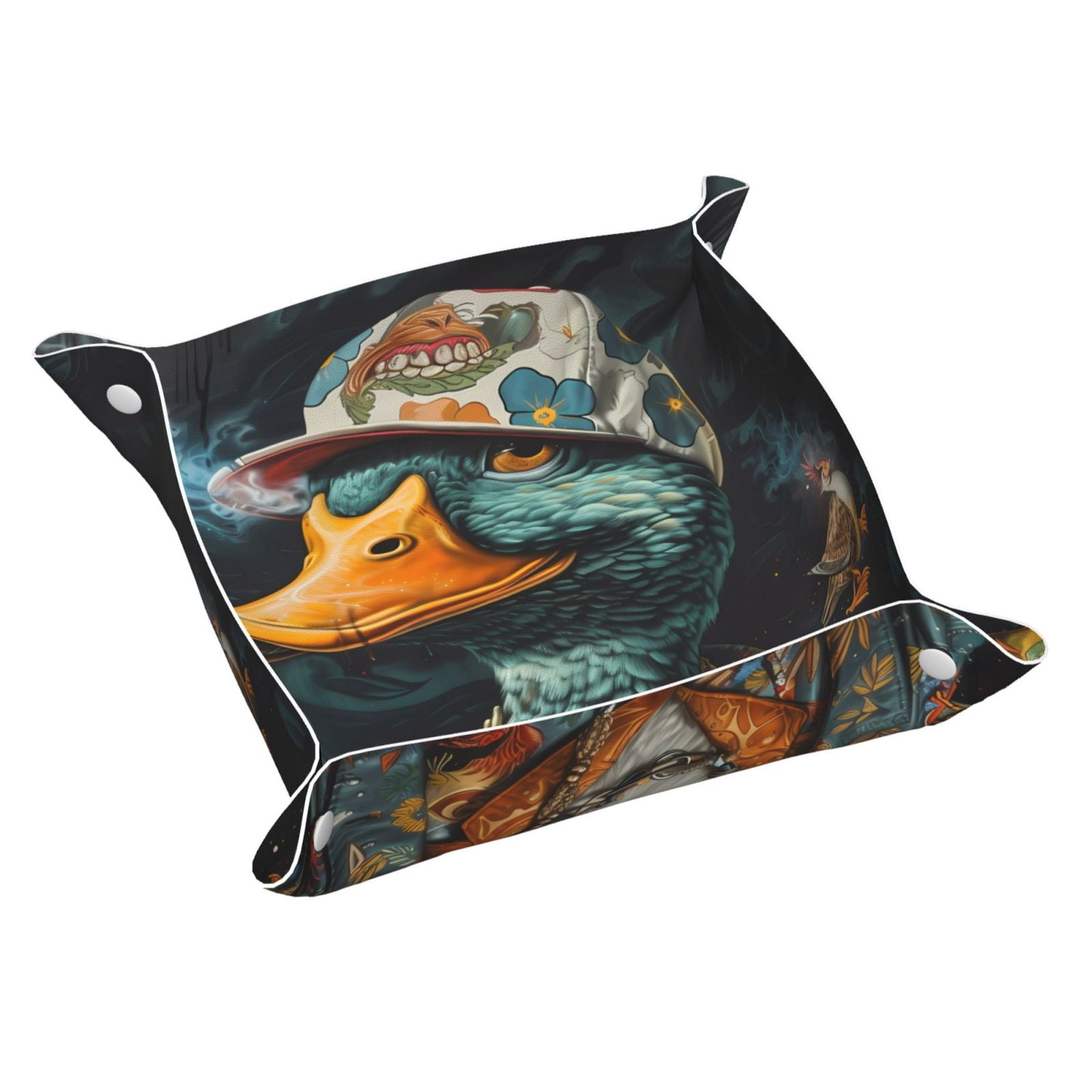 Valet Tray, Hip-Hop Duck Faux Leather Desk Tray Vanity Tray Night Stand ...