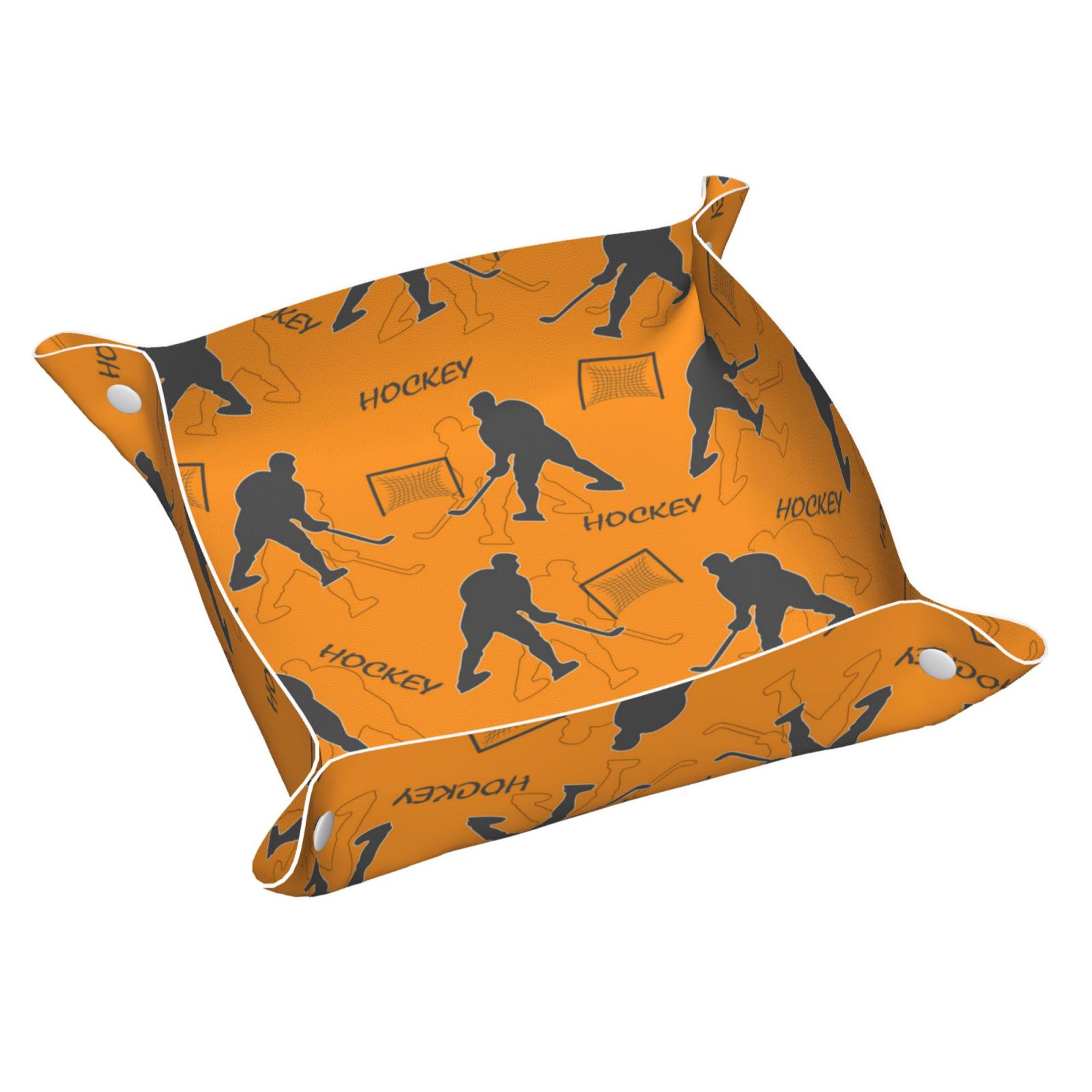 Valet Tray, Hockey players orange Faux Leather Desk Tray Vanity Tray ...