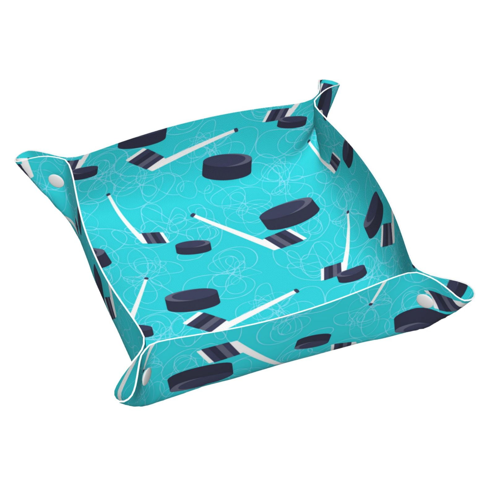 Valet Tray, Hockey print blue Faux Leather Desk Tray Vanity Tray Night ...