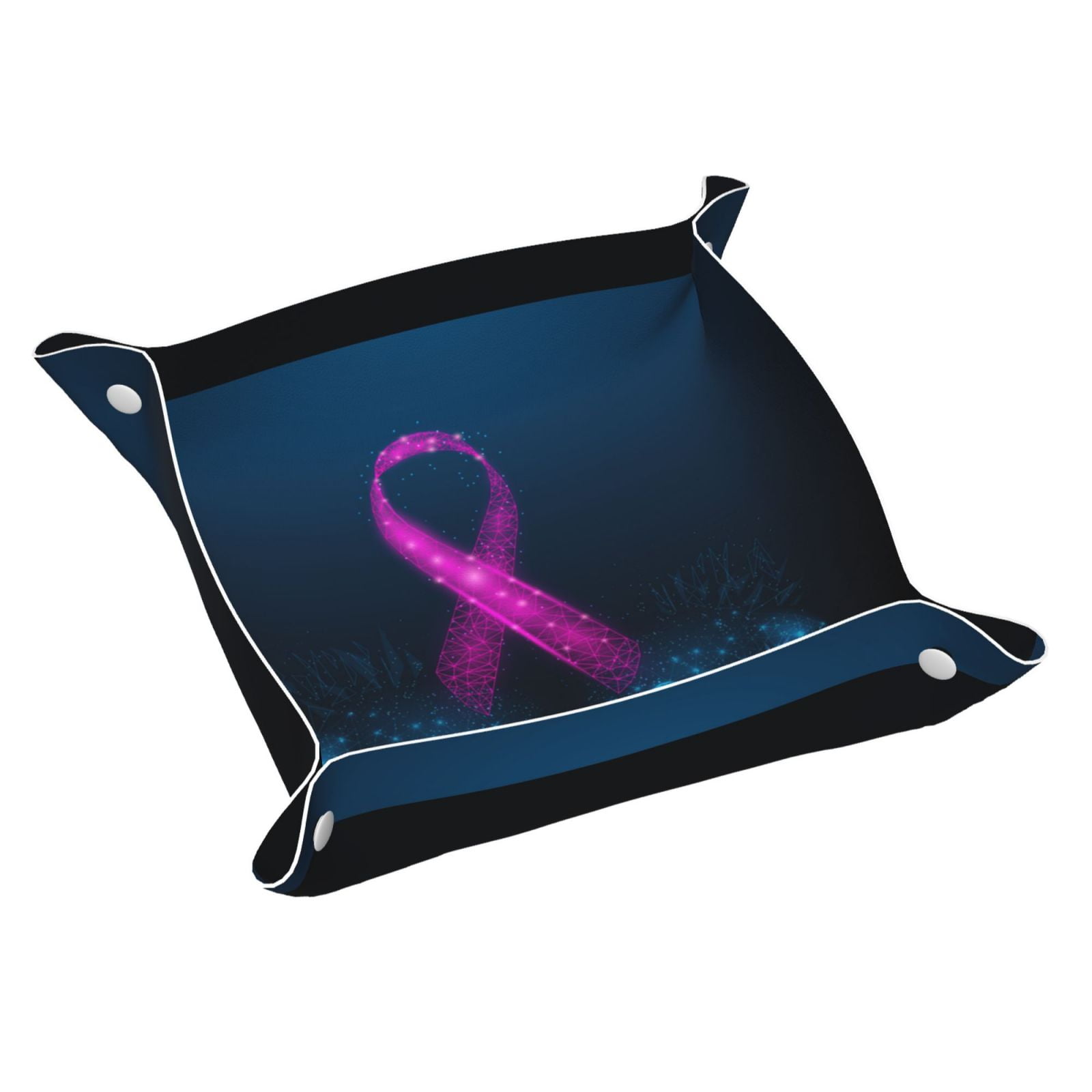 Valet Tray, Human Hands Holds Pink Ribbon Awareness Faux Leather Desk ...