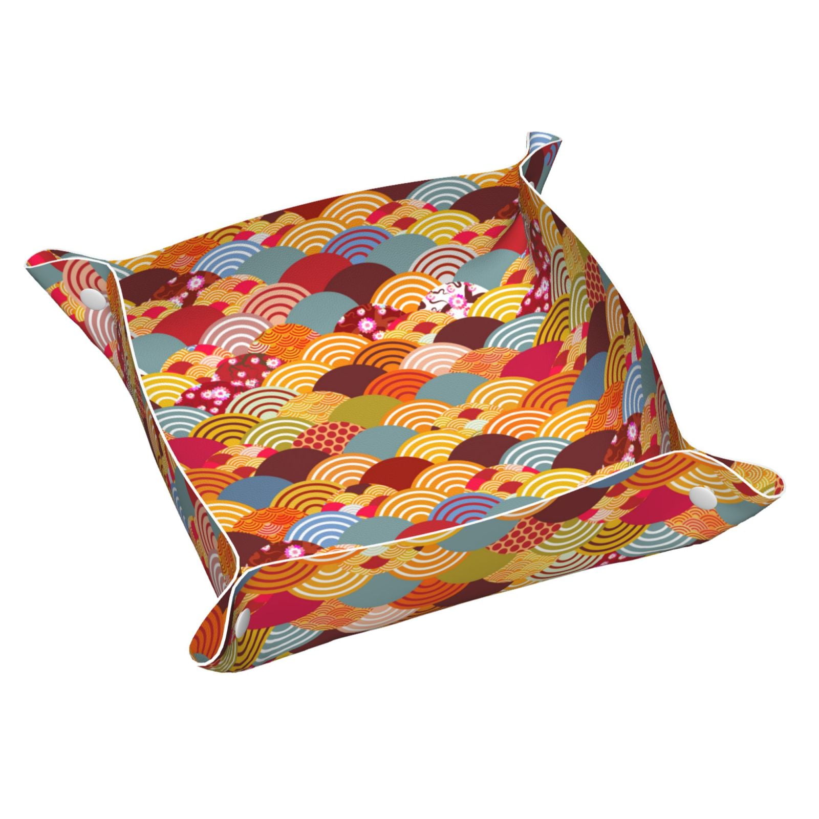 Valet Tray, Japanese Style Fish Scales Faux Leather Desk Tray Vanity ...