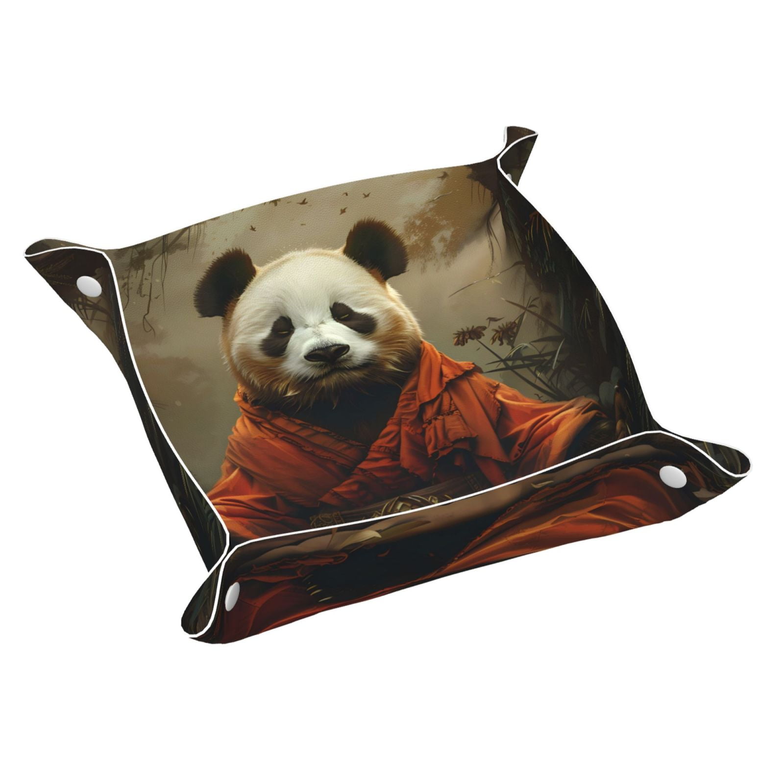 Valet Tray, Jungle Meditating Panda Faux Leather Desk Tray Vanity Tray ...