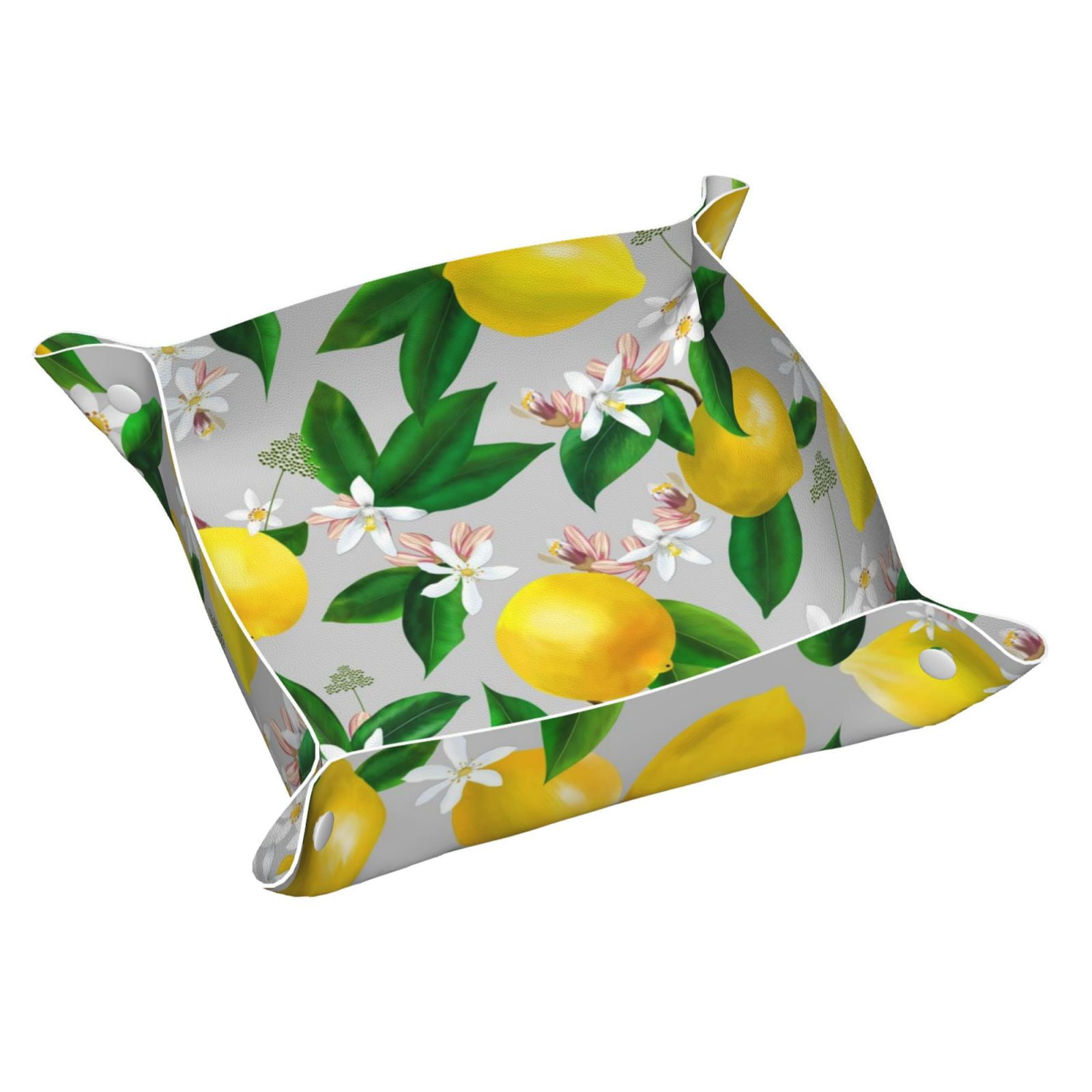 Valet Tray, Lemon Oil Painting Effect Faux Leather Desk Tray Vanity ...