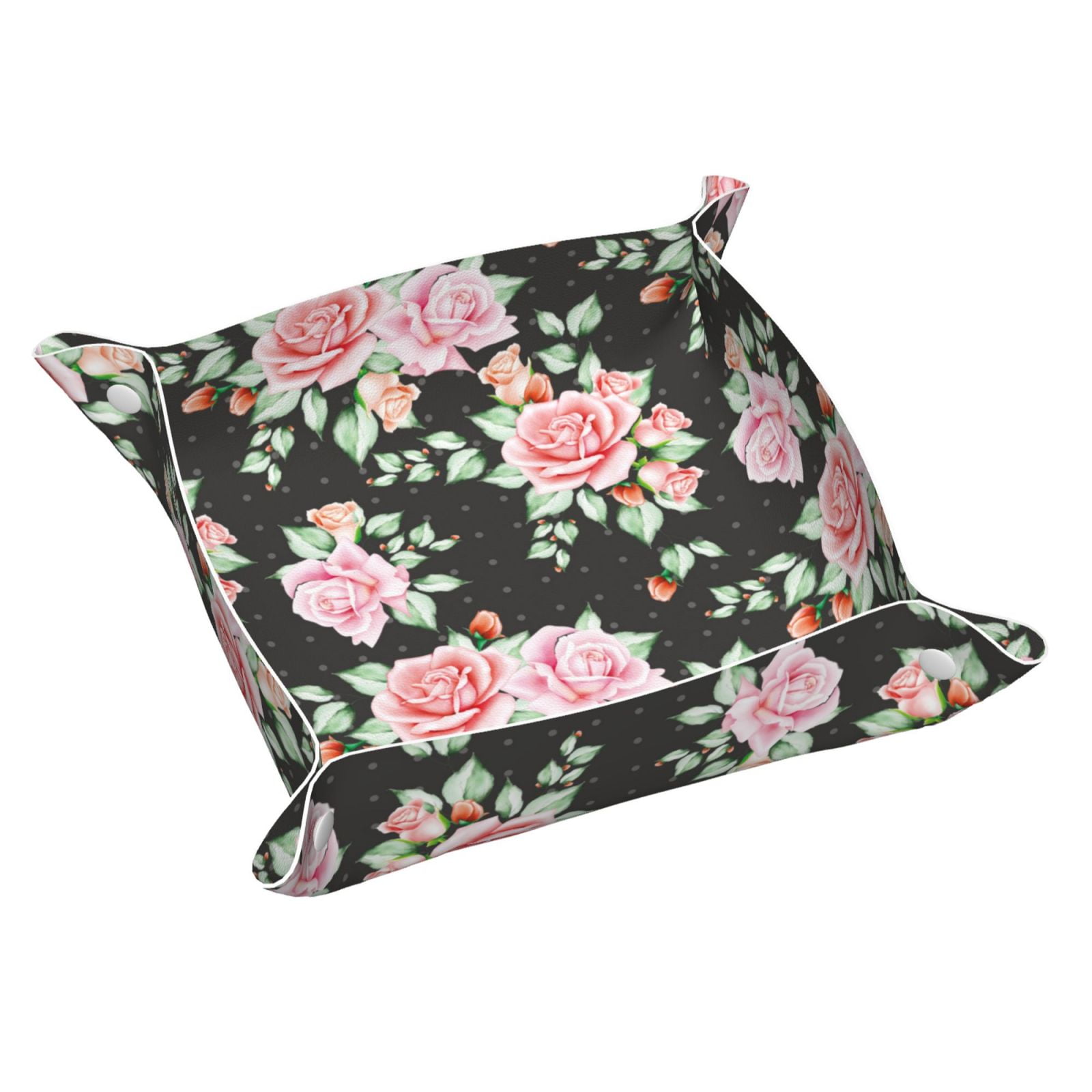 Valet Tray, Lighet Pink Rose Flowers Faux Leather Desk Tray Vanity Tray ...