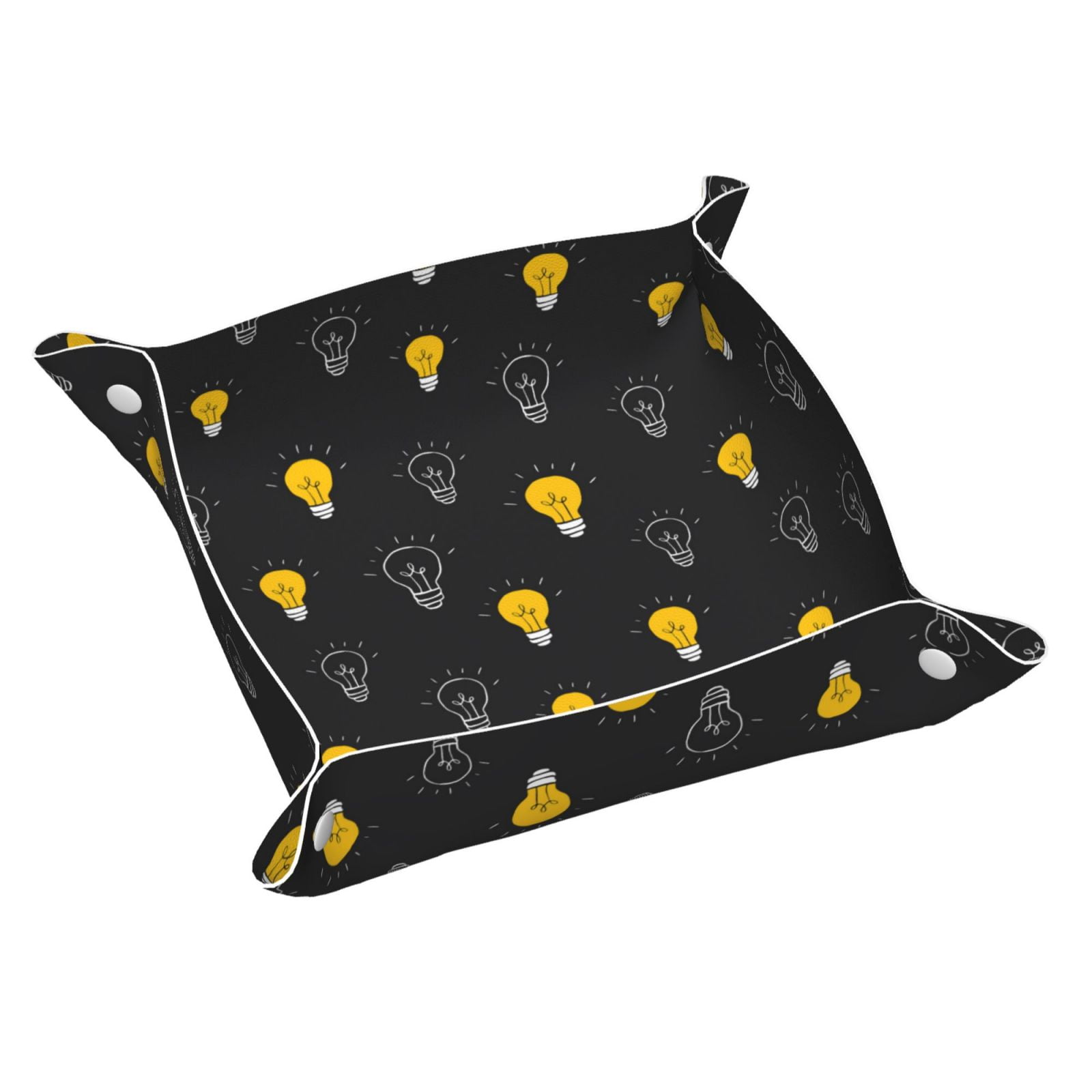 Valet Tray, Light Bulb Pattern blue Faux Leather Desk Tray Vanity Tray ...