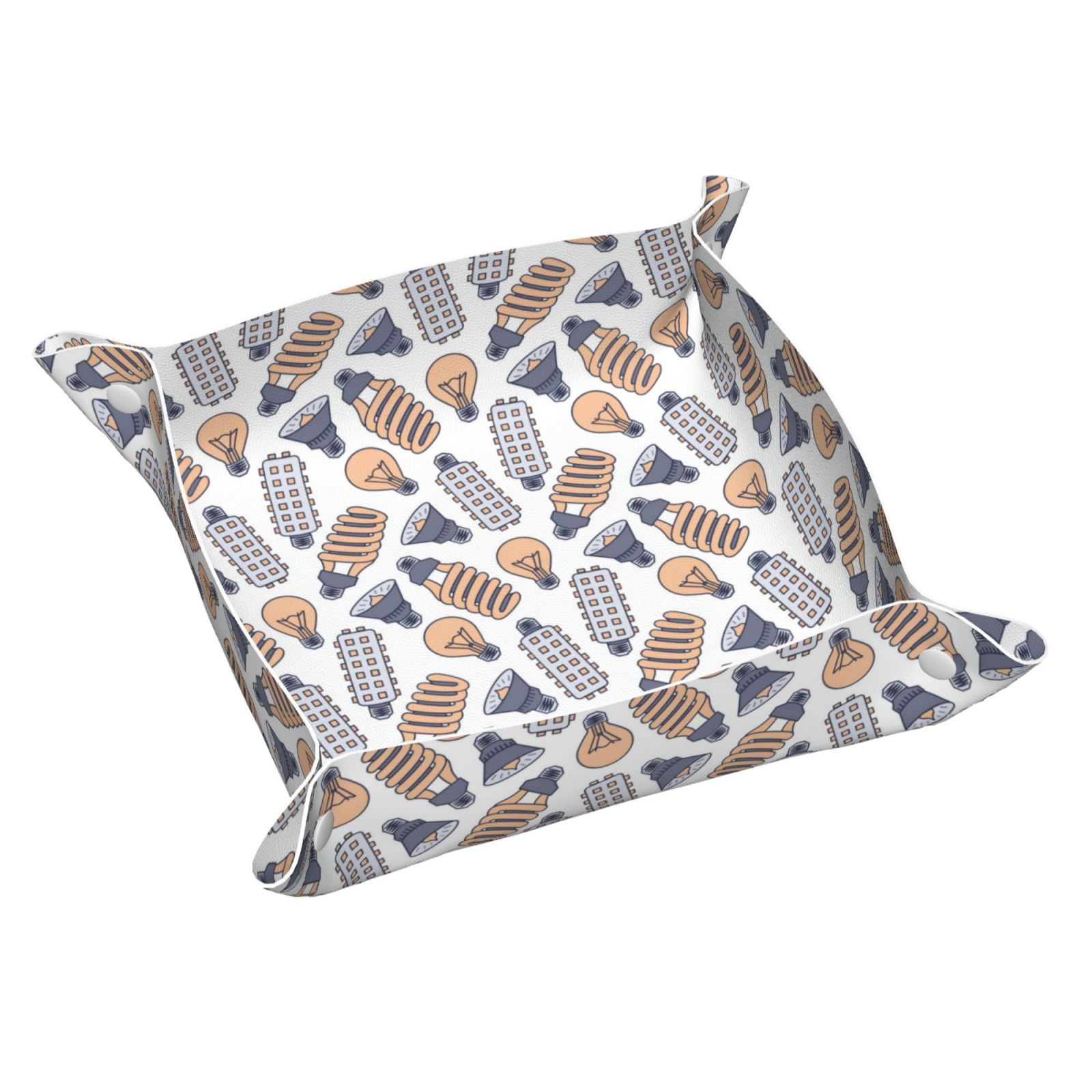 Valet Tray, Light Bulb Pattern funny Faux Leather Desk Tray Vanity Tray ...