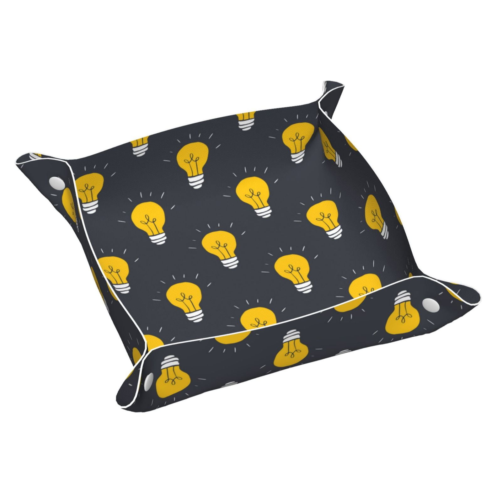 Valet Tray, Light Bulb Pattern grey Faux Leather Desk Tray Vanity Tray ...