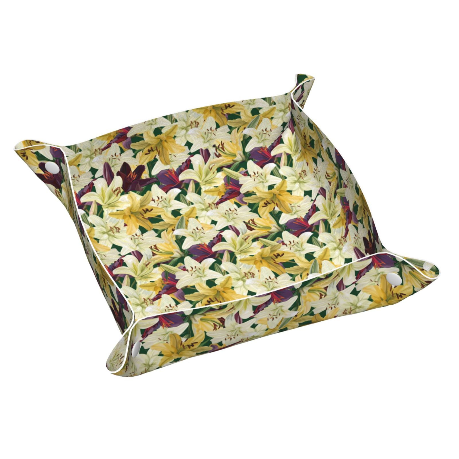 Valet Tray, Lilies Flowers Gorgeous Faux Leather Desk Tray Vanity Tray ...