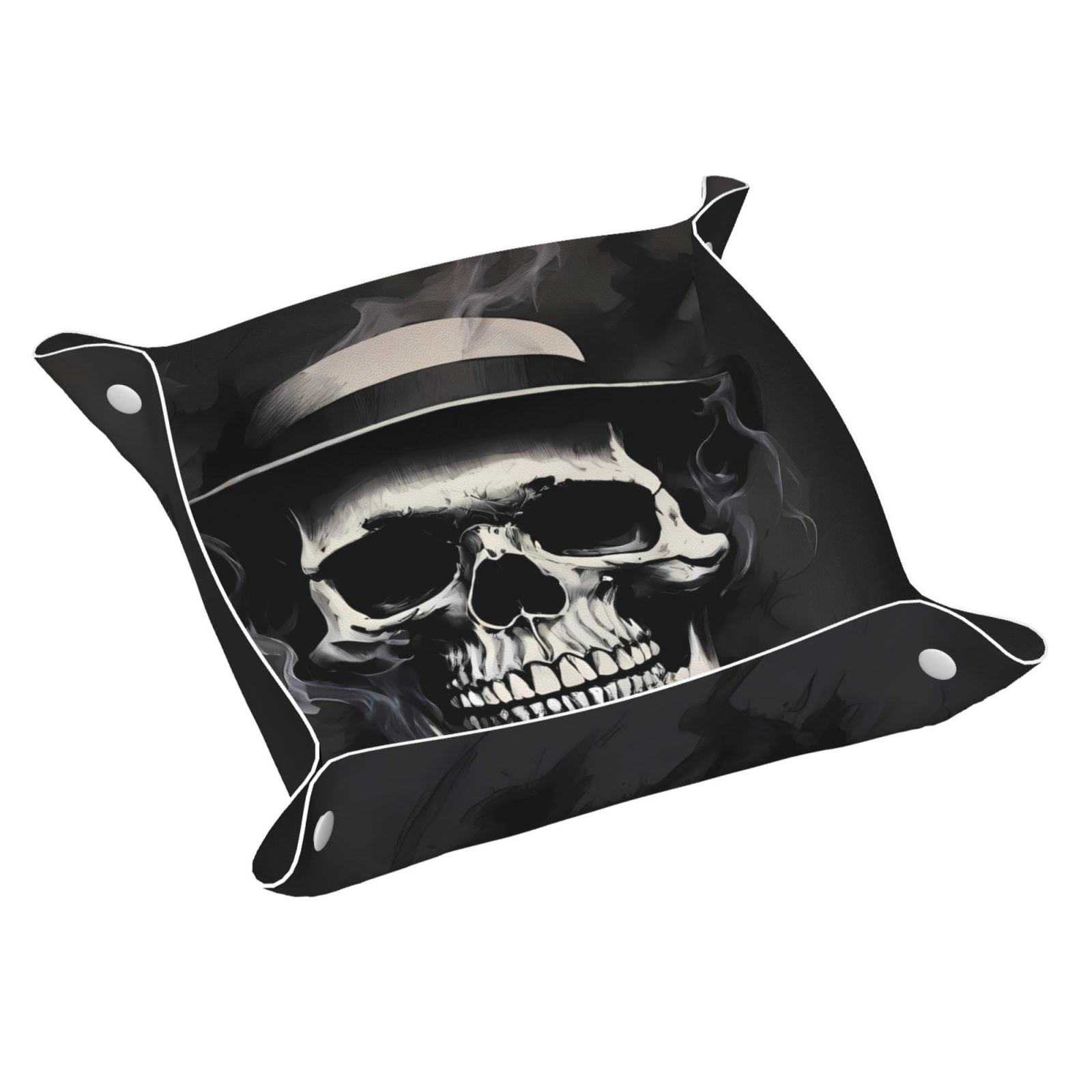 Valet Tray, Magician Hat Skull Faux Leather Desk Tray Vanity Tray Night ...