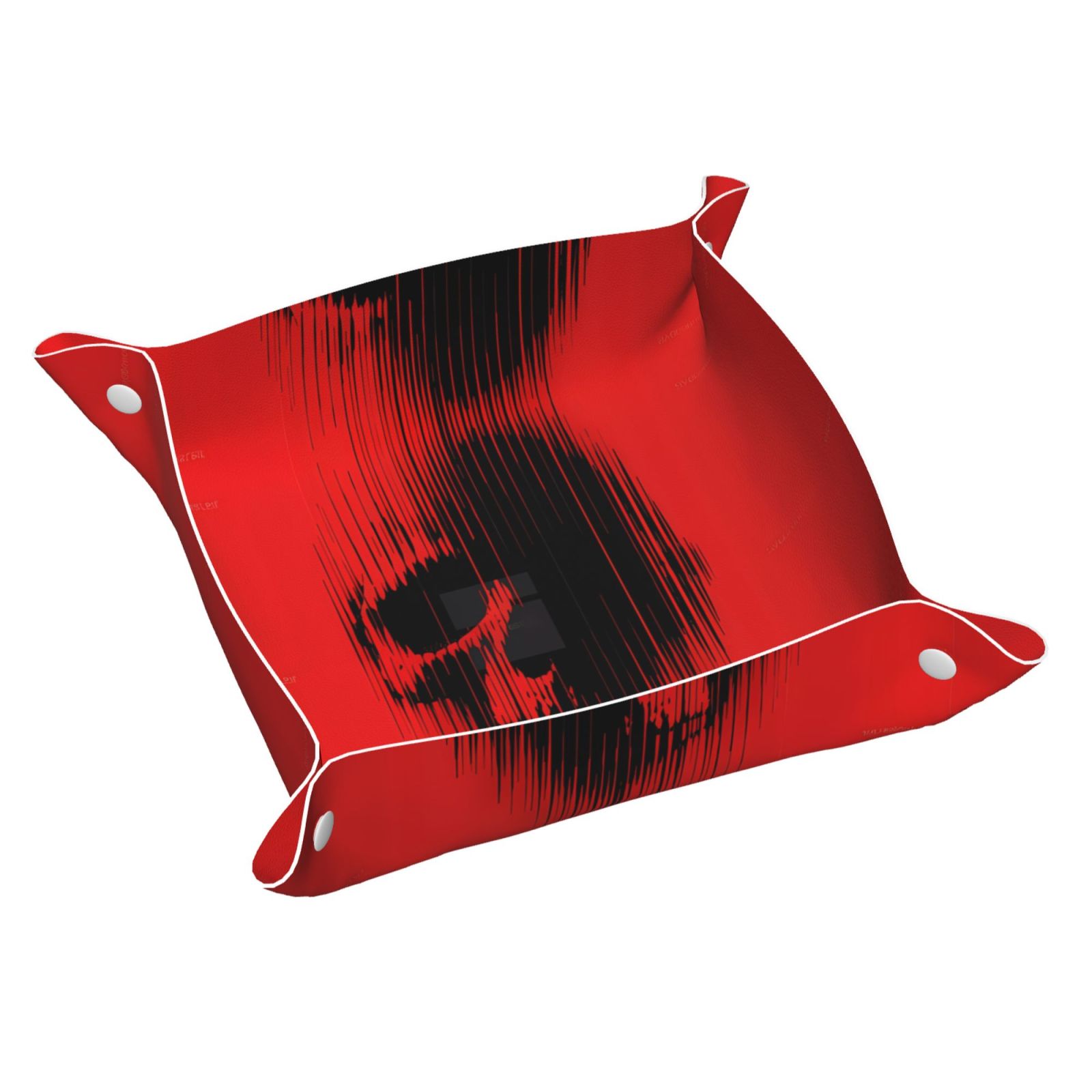 Valet Tray, Minimalist Skull Red Faux Leather Desk Tray Vanity Tray ...
